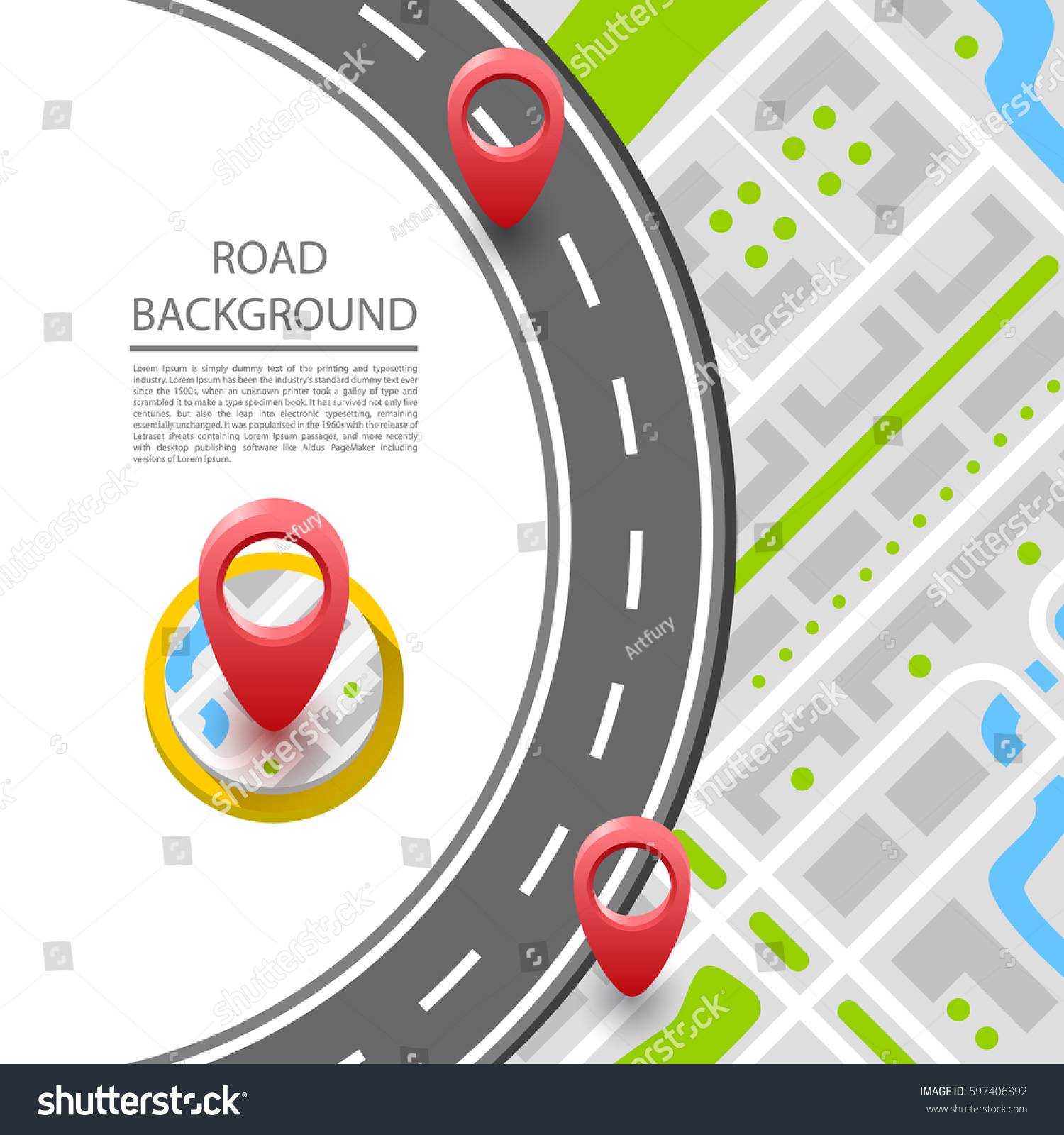 Paved Path On Road Circular Road Stock Vector (Royalty Free) 597406892