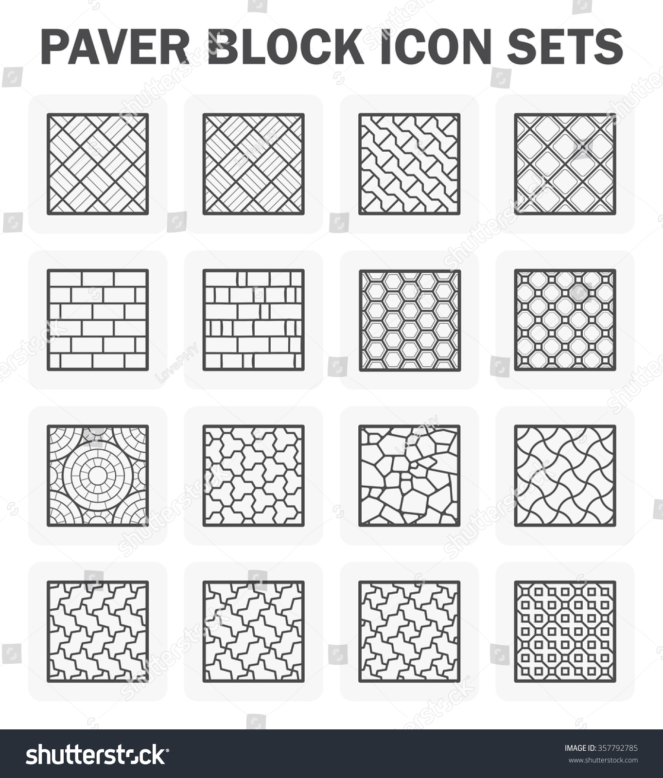 Paver Block Stone Vector Icon Sets Stock Vector (Royalty Free) 357792785
