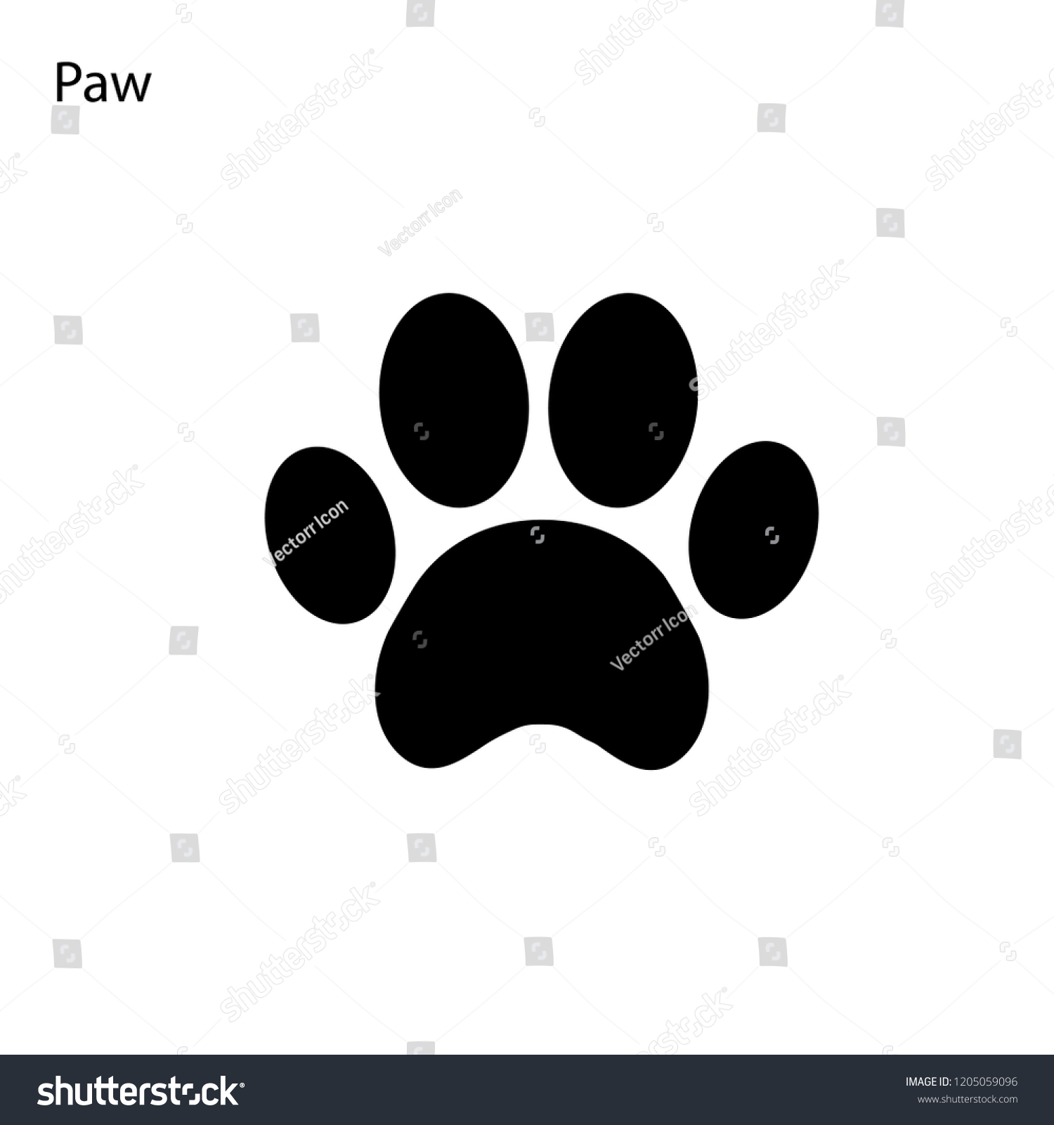 Paw Icon Vector Stock Vector (Royalty Free) 1205059096 | Shutterstock