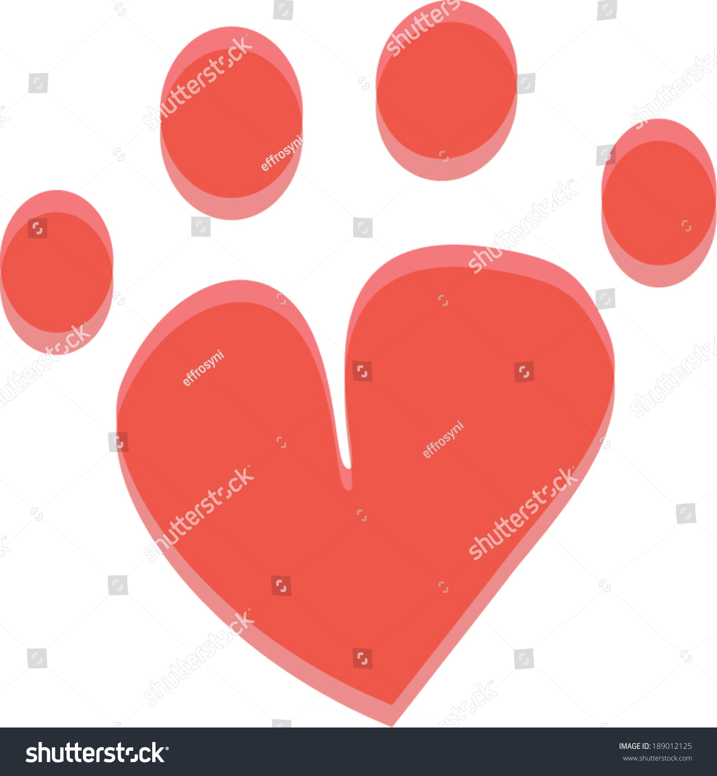 Paw Print Heart Vector Stock Vector 189012125 - Shutterstock