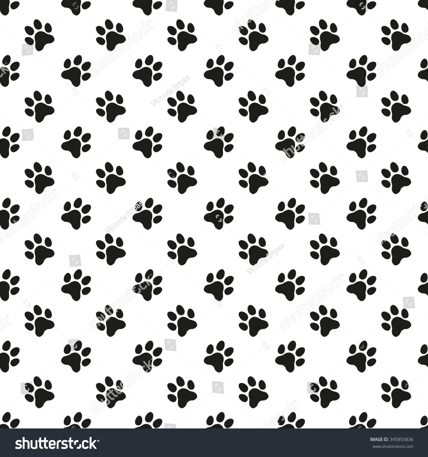 Paw Print Seamless Pattern Pet Monochrome Stock Vector (Royalty Free ...