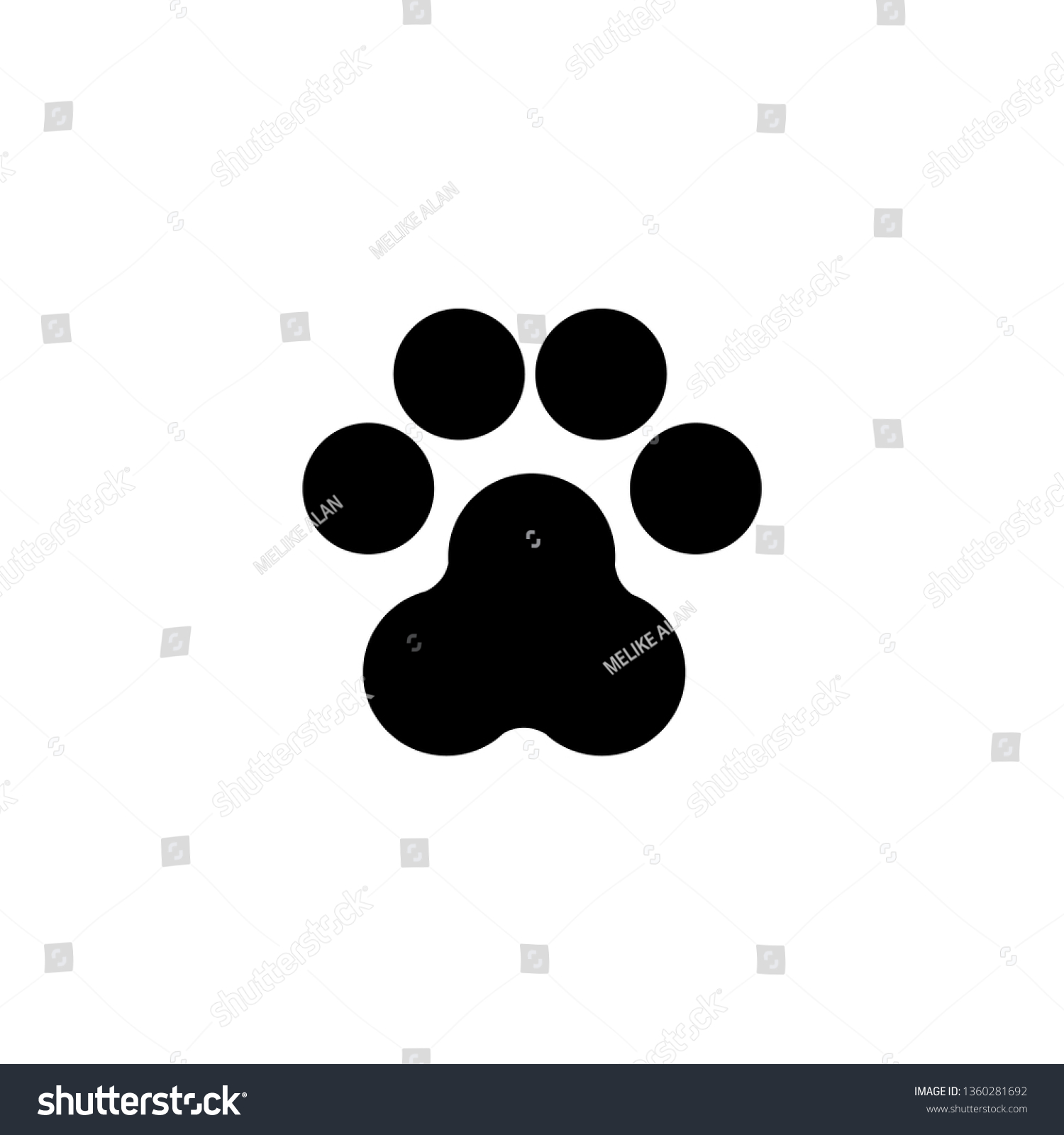 Paw Print Vector Stock Vector (Royalty Free) 1360281692