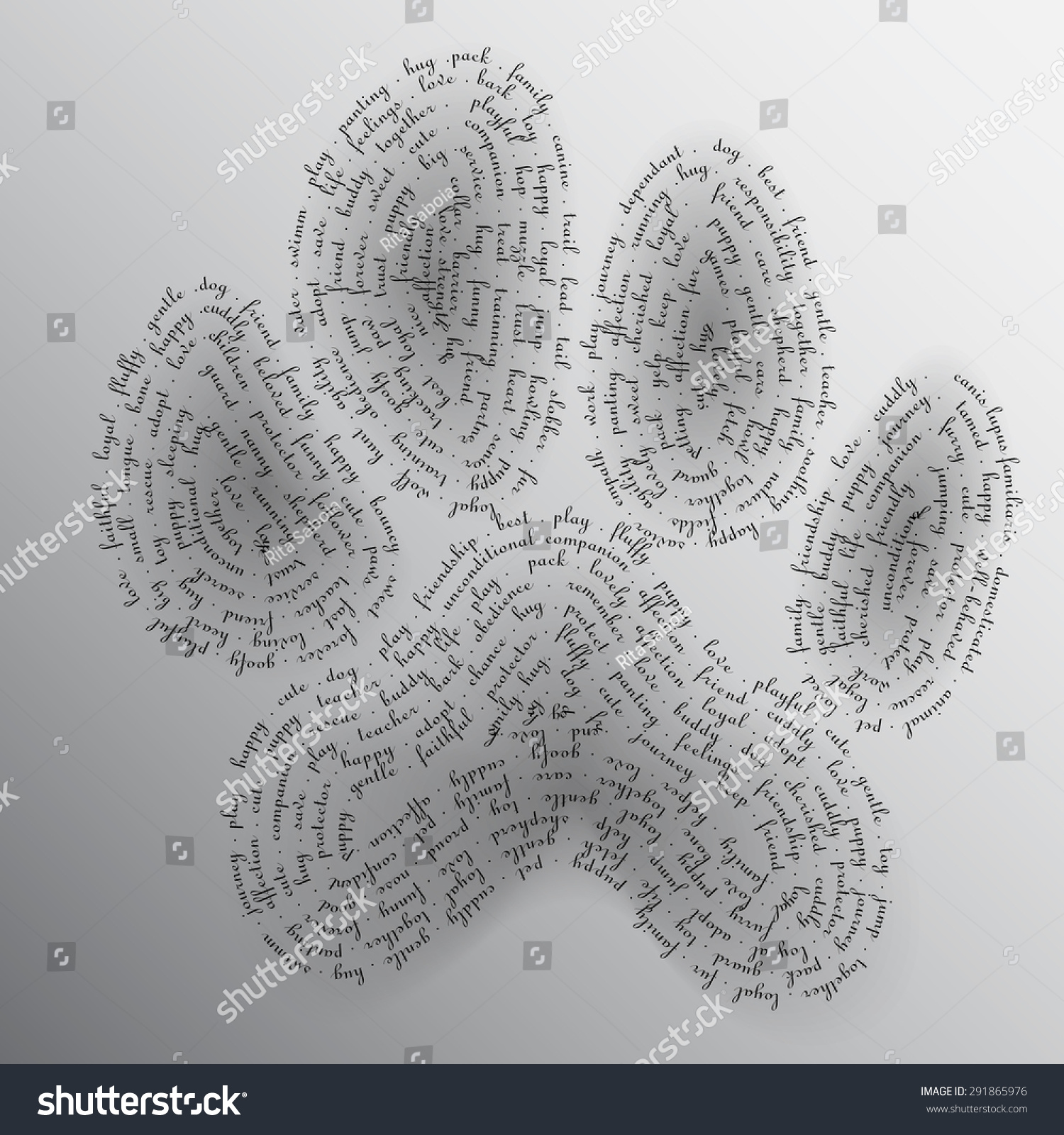 Paw Print Vector Word Cloud Stock Vector (Royalty Free) 291865976 ...