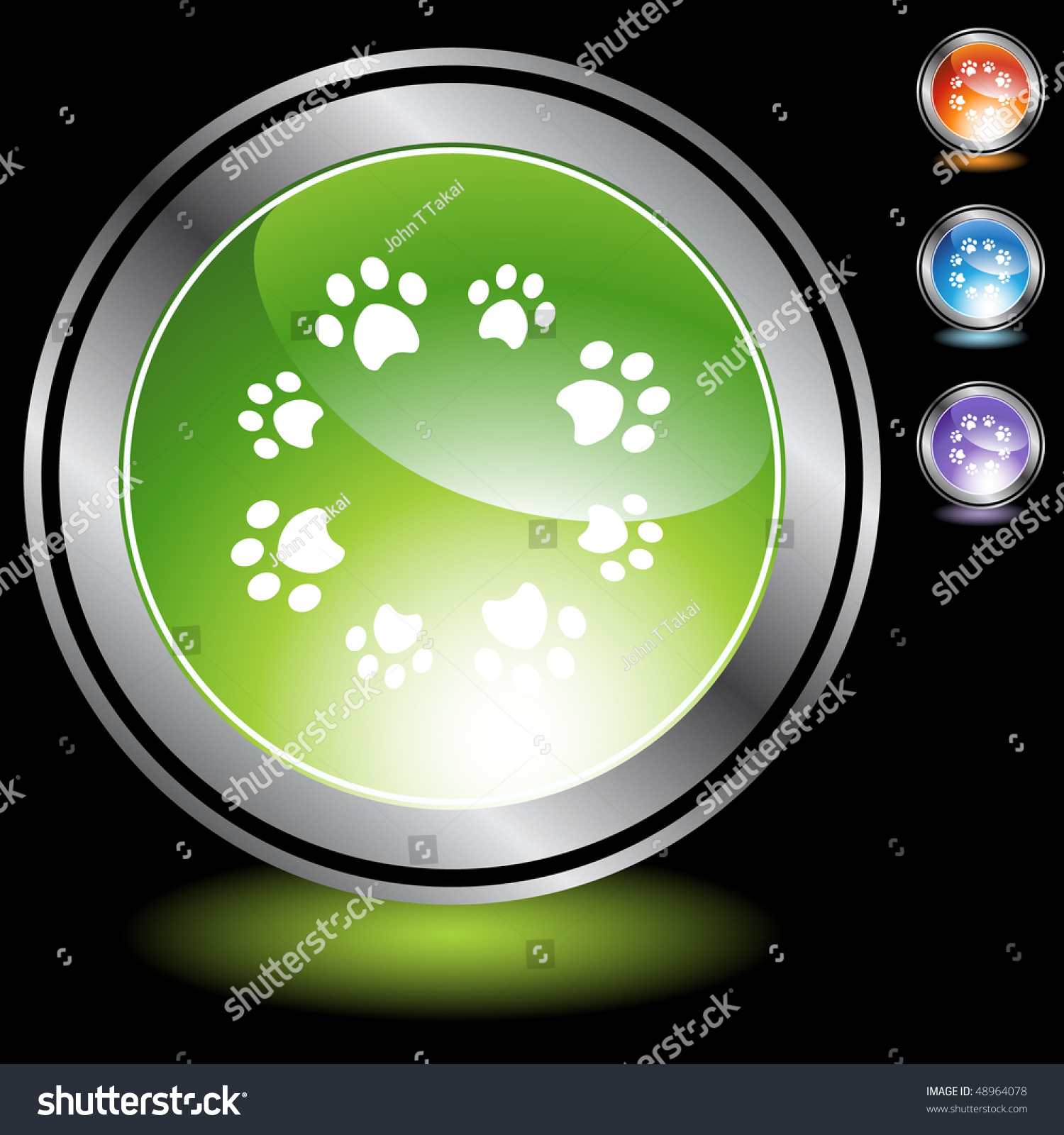 Paw Print Web Button Isolated On Stock Vector (Royalty Free) 48964078 ...