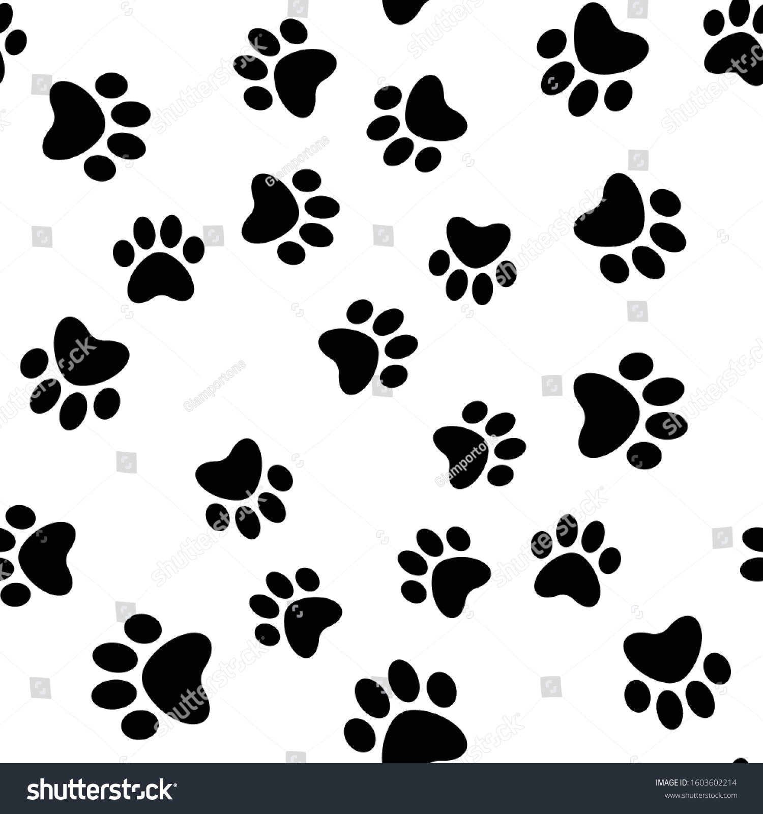 Paws Seamless Pattern Dog Paw Texture Stock Vector (Royalty Free ...