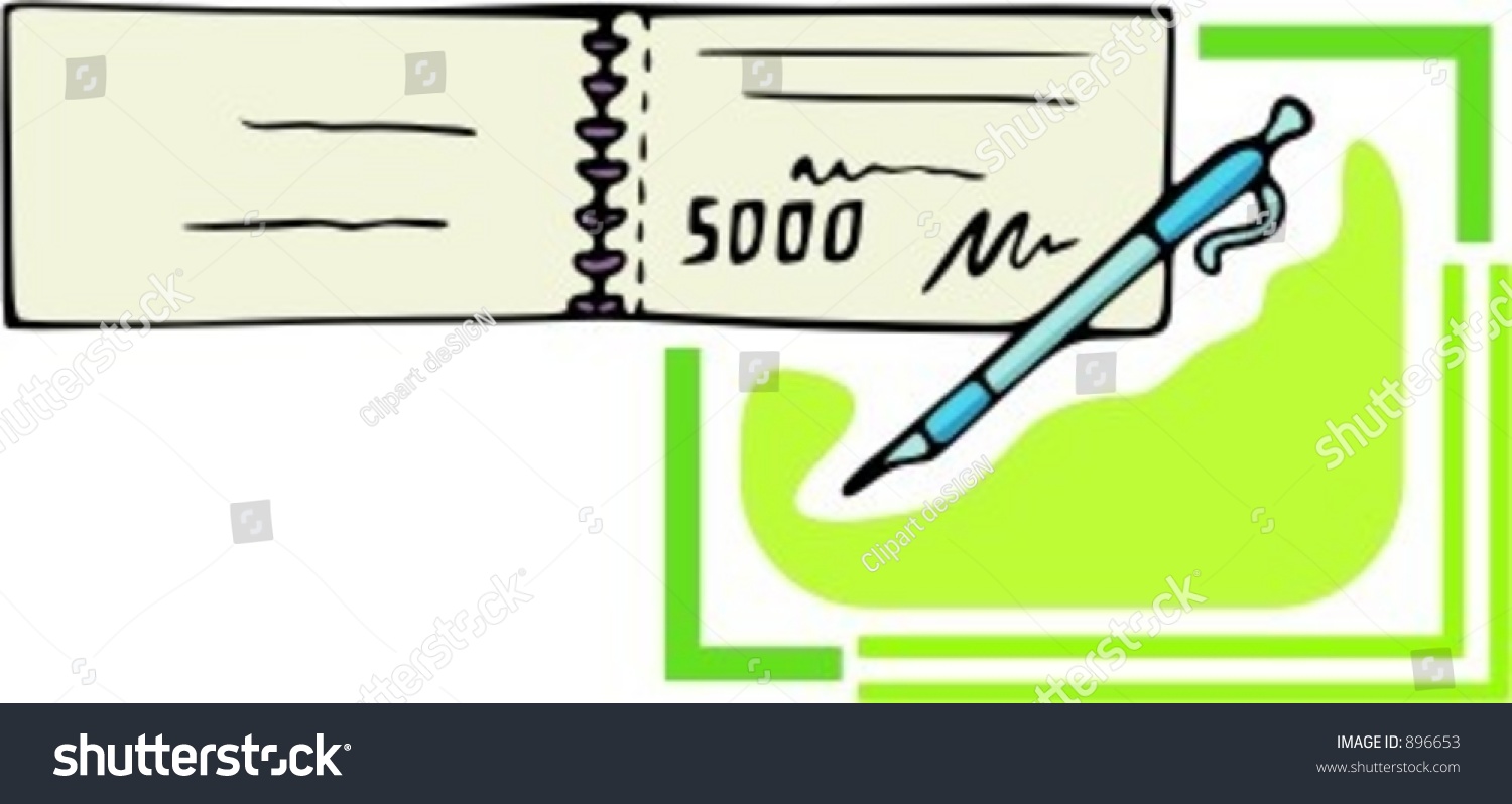 Pay Checkcheque Penvector Illustration Stock Vector (Royalty Free) 896653