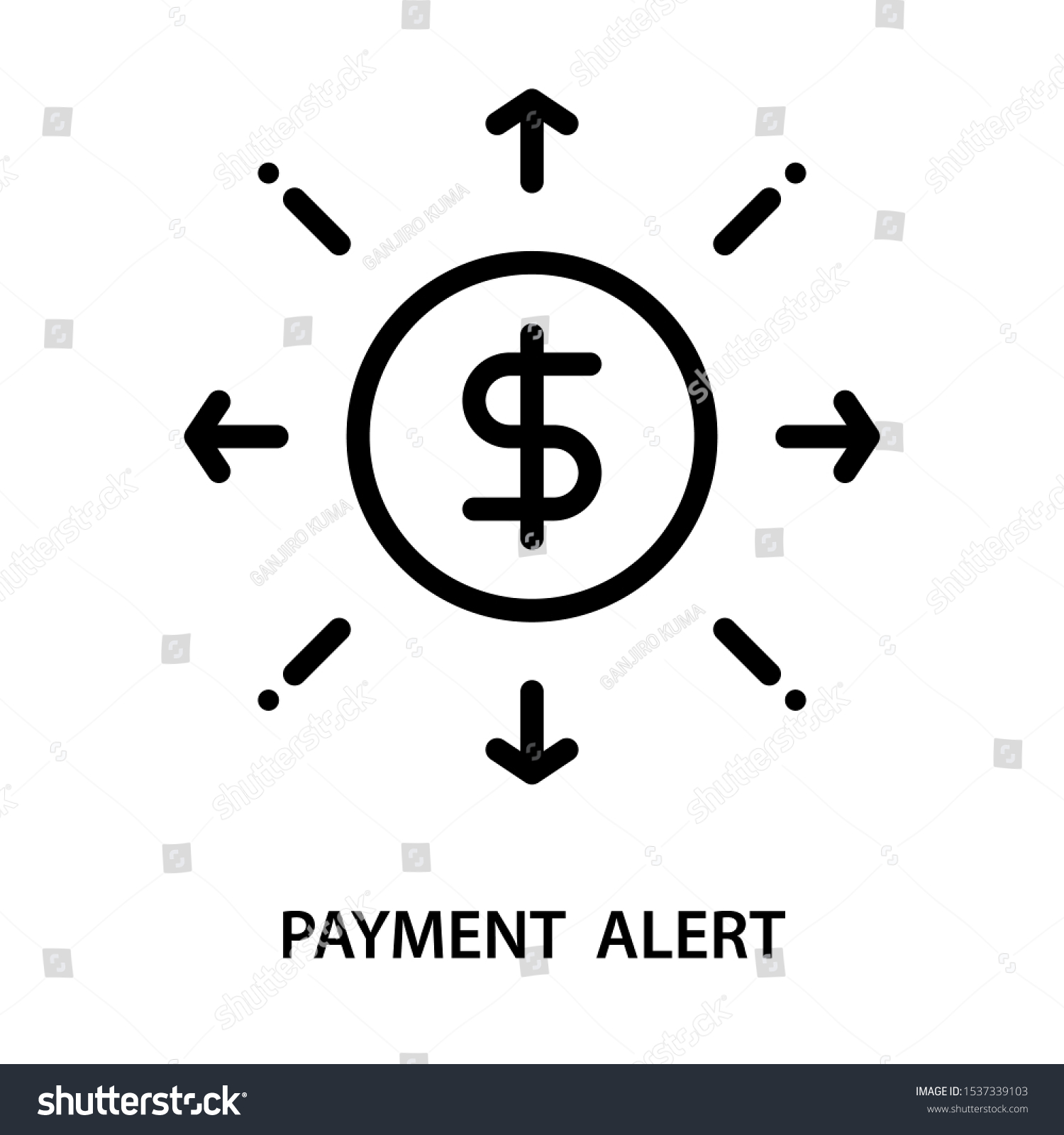 Payment Alert Icon Simple Design Line Stock Vector (Royalty Free ...
