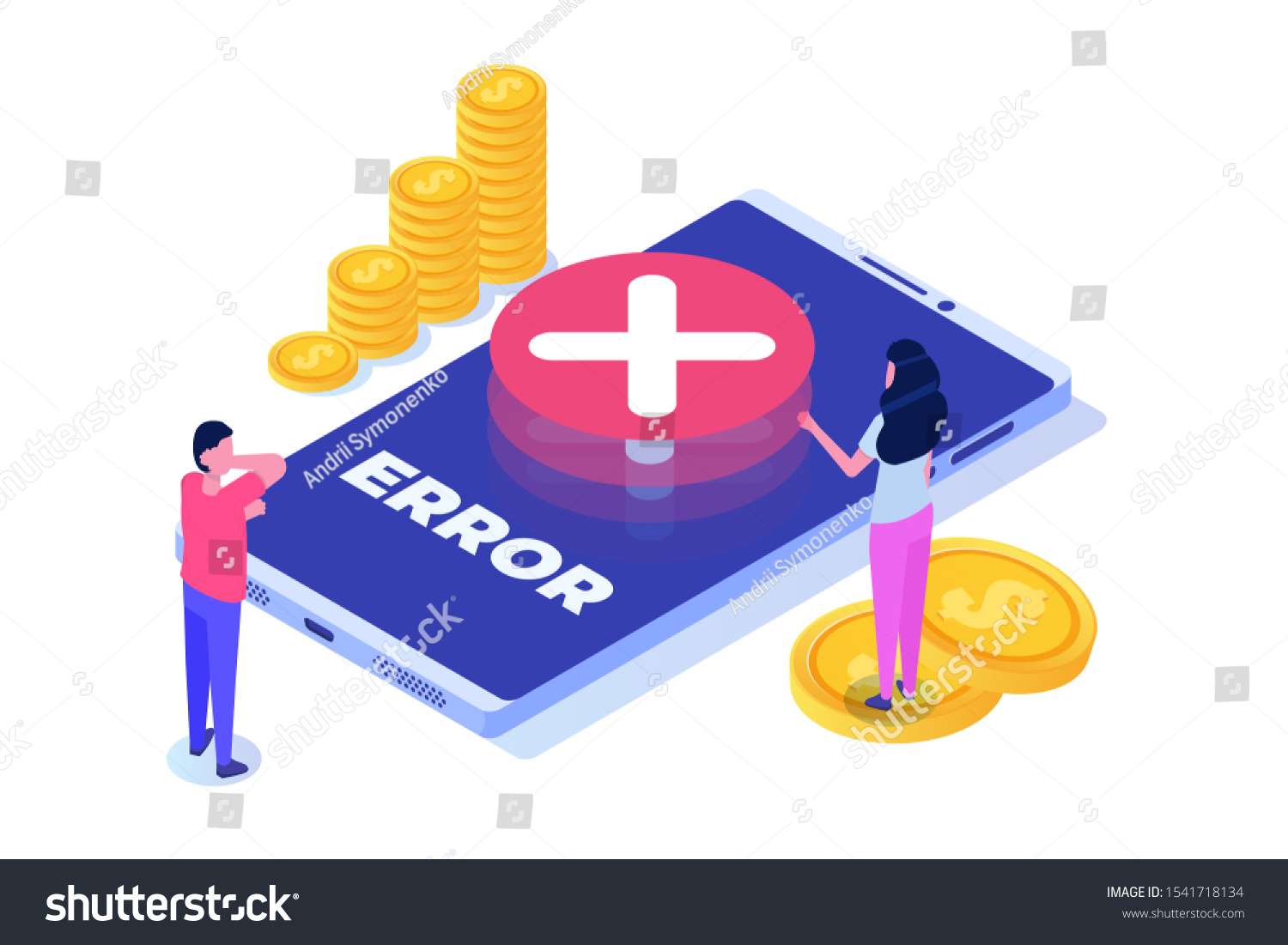 Payment Error Info Message Isometric Concept: เวกเตอร์สต็อก (ปลอดค่า ...