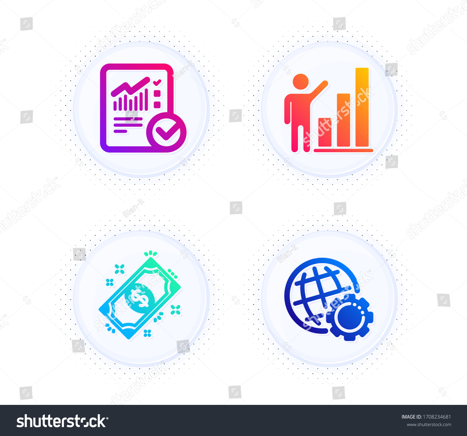 Payment Graph Chart Checked Calculation Icons Stock Vector (Royalty ...