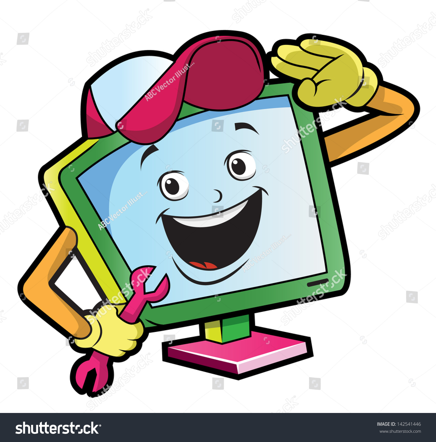 Pc Cartoon Isolated White Stock Vector (Royalty Free) 142541446 ...