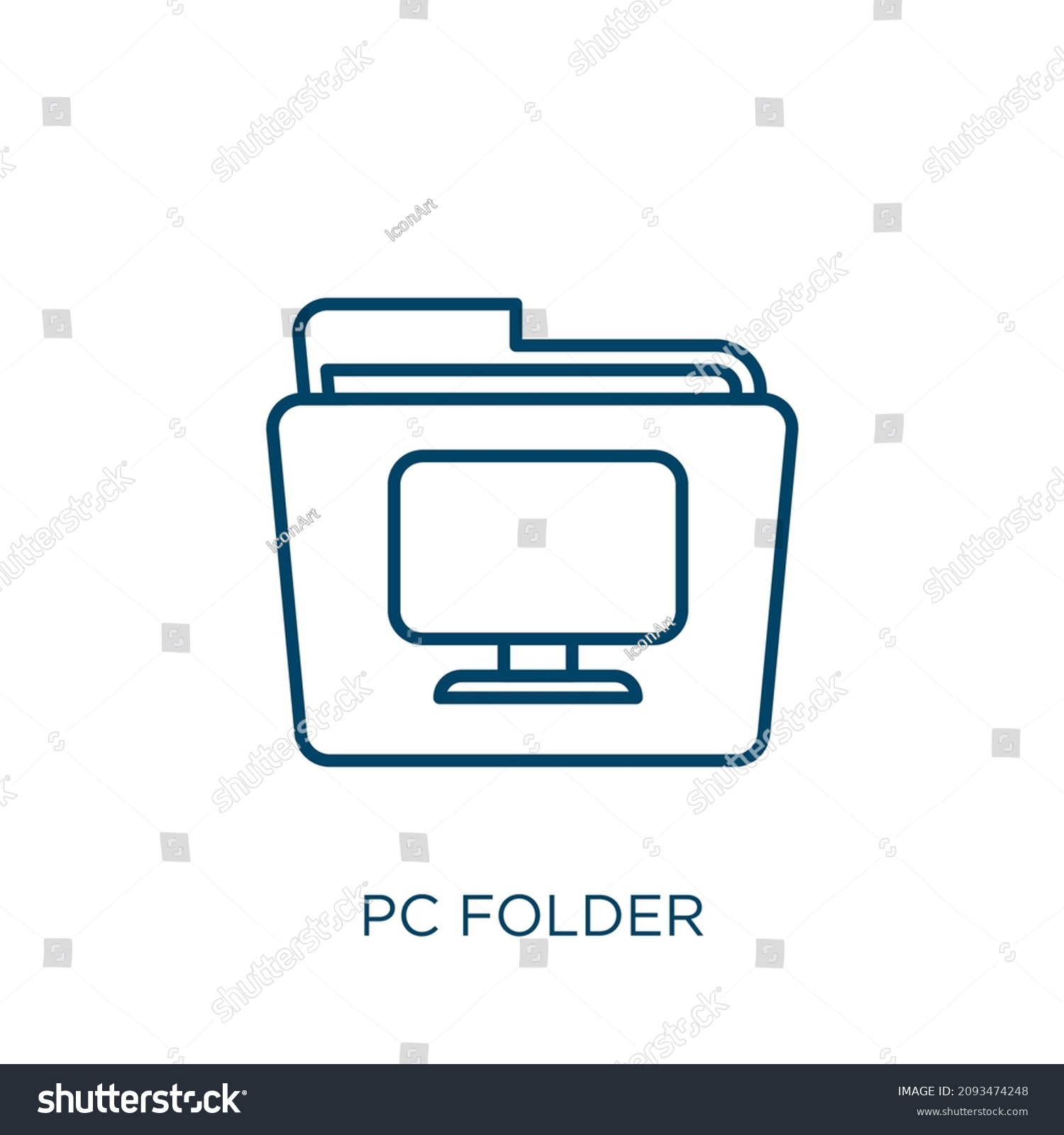 Pc Folder Icon Thin Linear Pc Stock Vector (Royalty Free) 2093474248