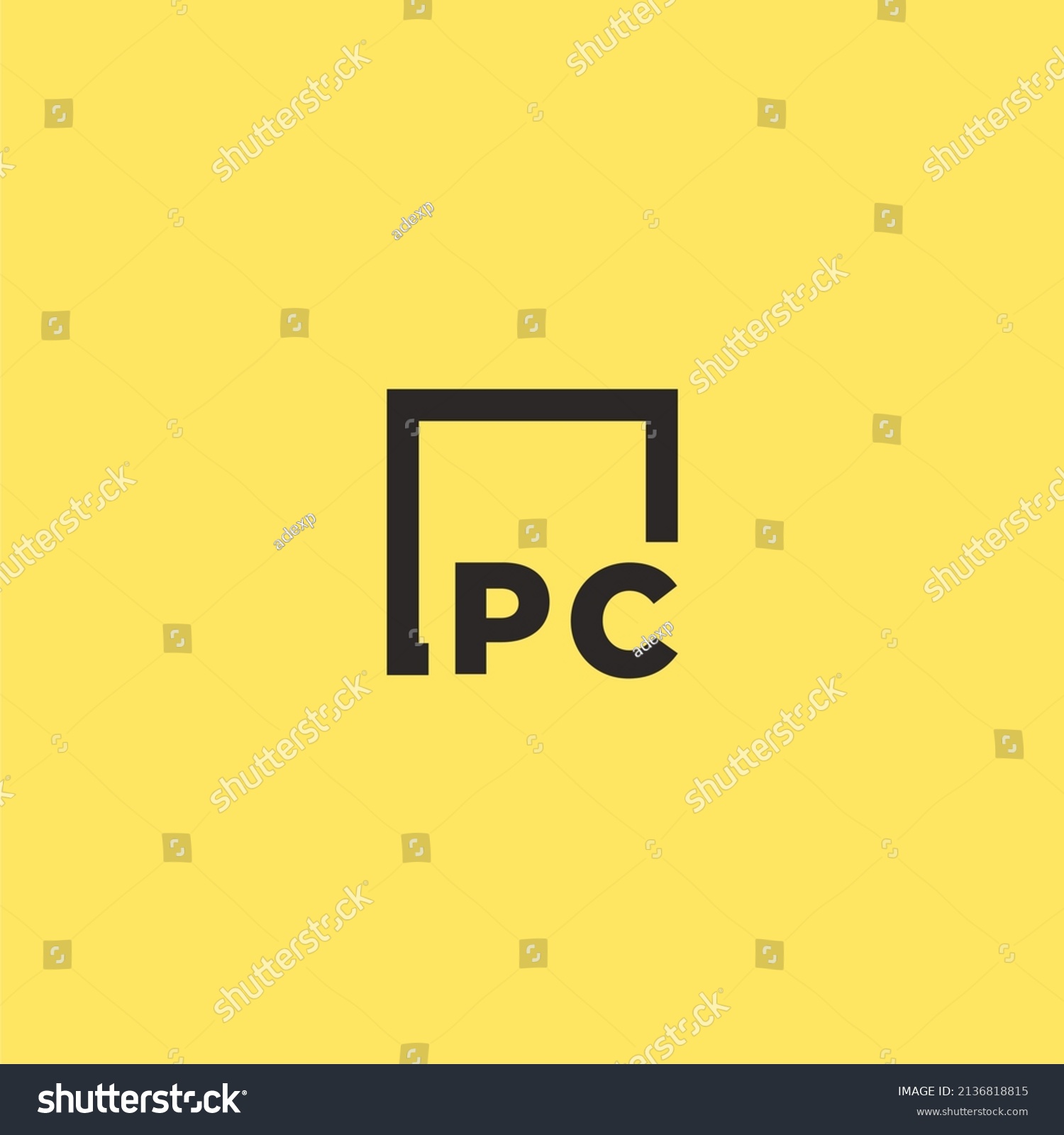 Pc Initial Monogram Logo Square Style Stock Vector (Royalty Free ...