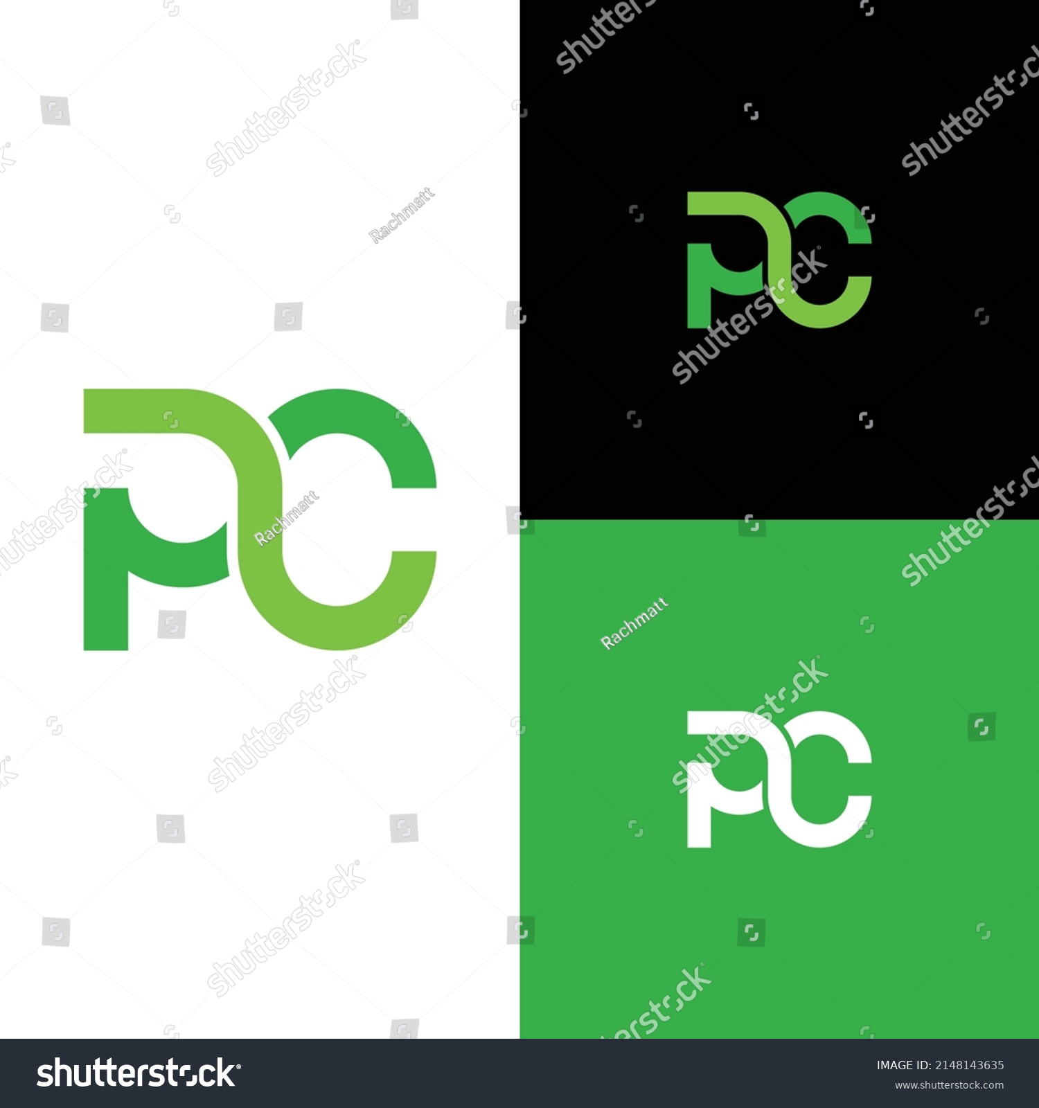 Pc Letter Initials Logo Clean Modern Stock Vector (Royalty Free ...