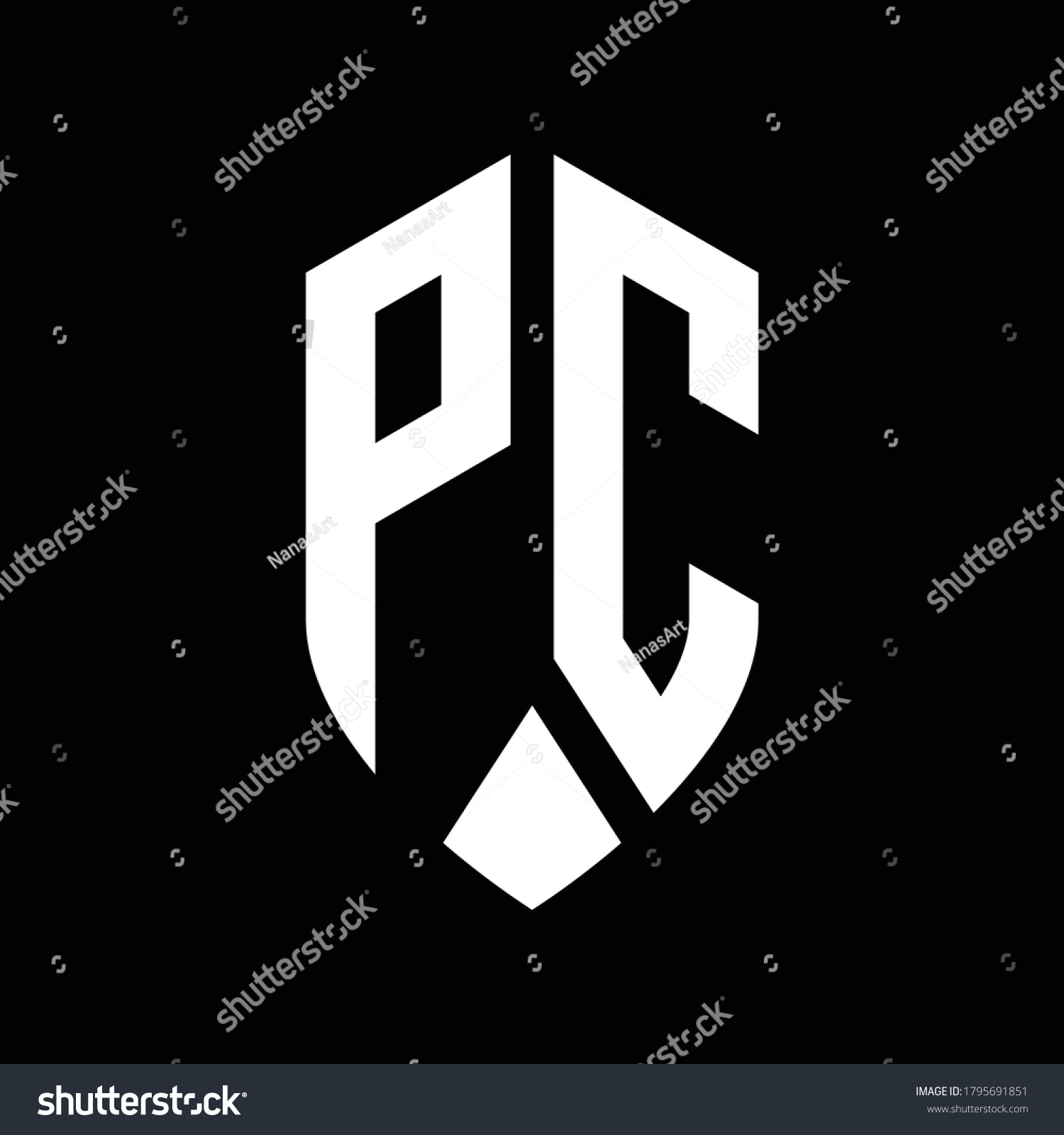 Pc Logo Monogram Emblem Shield Style Stock Vector (Royalty Free ...