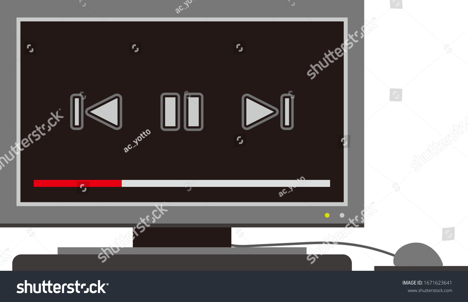 Pc Video Playback Screen Isolated Vector Stock Vector (Royalty Free ...
