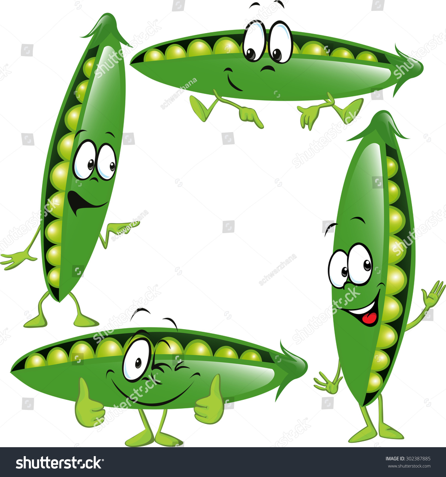 Pea Funny Vector Cartoon Stock Vector (Royalty Free) 302387885