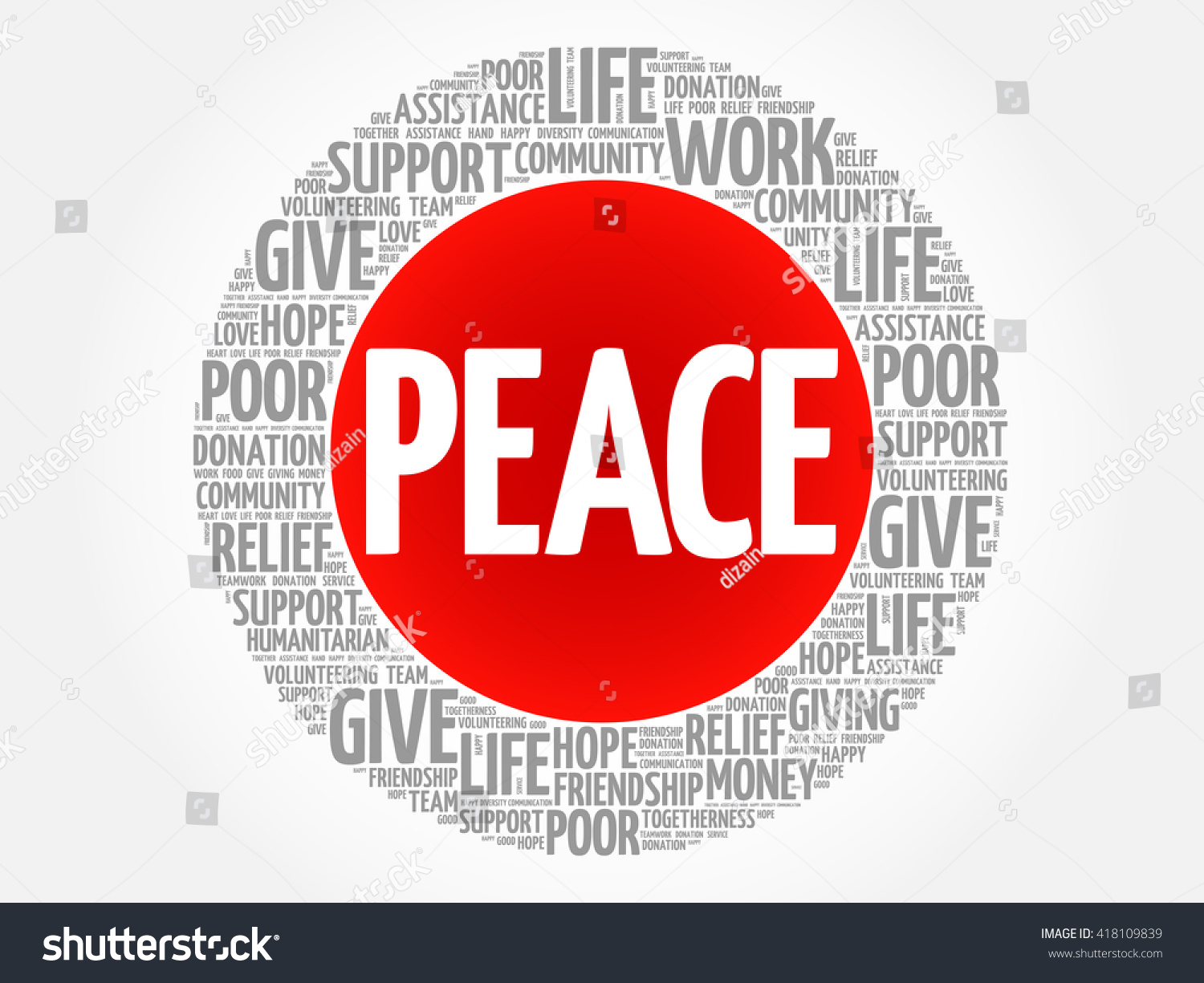 Peace Word Cloud Collage Concept Background: เวกเตอร์สต็อก (ปลอดค่า ...