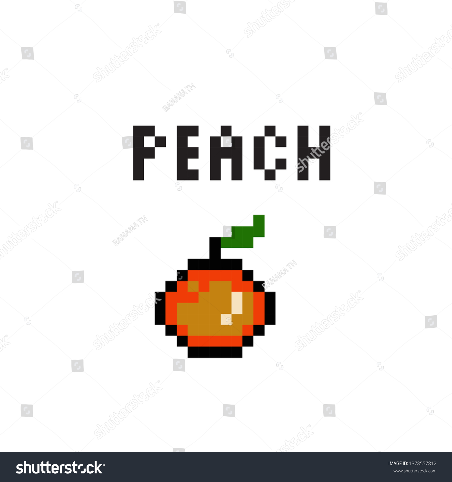 Peach Pixel Art: vector de stock (libre de regalías) 1378557812 ...