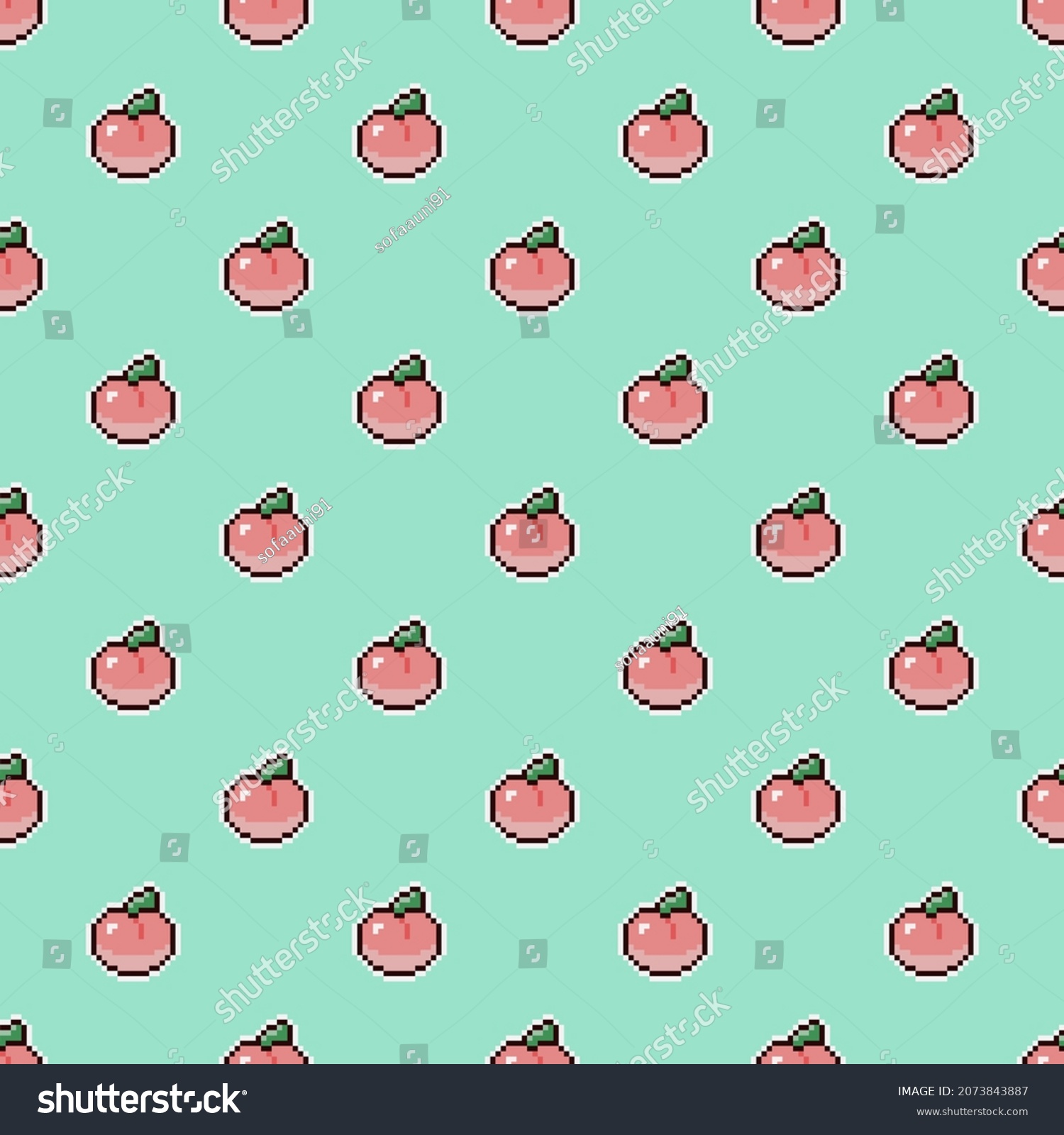 Peach Pixel Art Seamless Pattern Illustration Stock Vector (Royalty ...