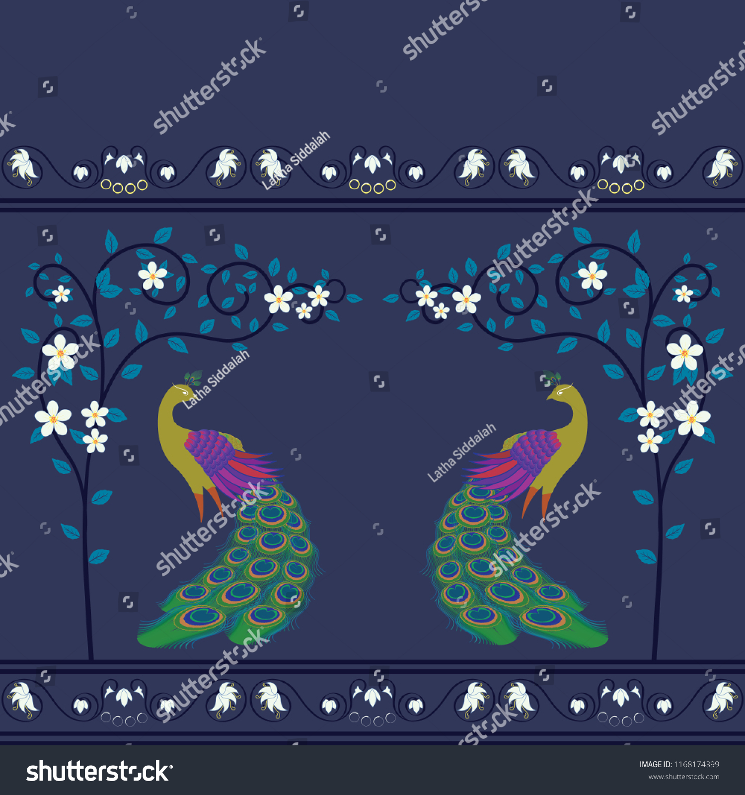 Peacock Border Seamless Stock Vector (Royalty Free) 1168174399