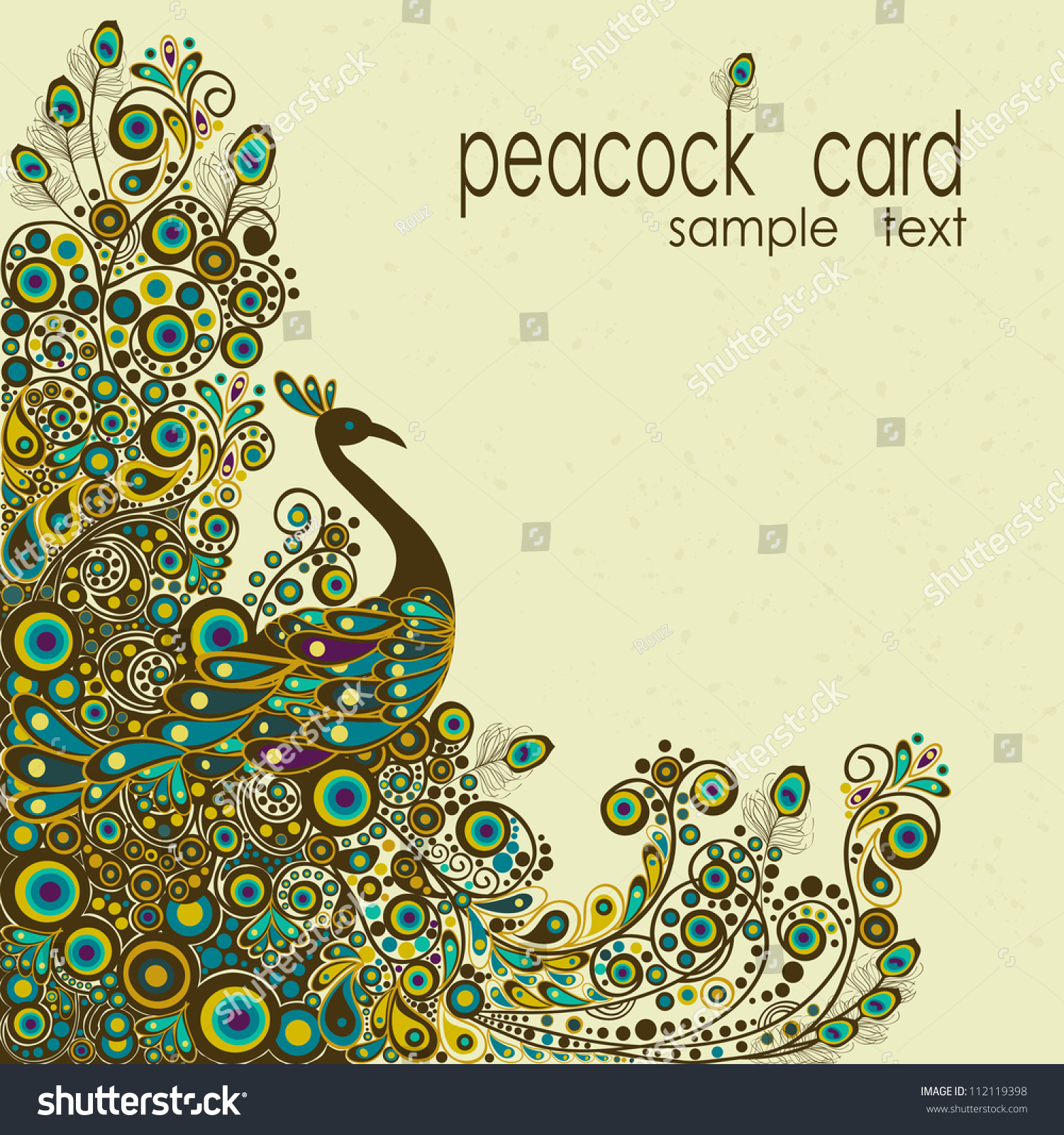 Peacock Card Stock Vector (Royalty Free) 112119398