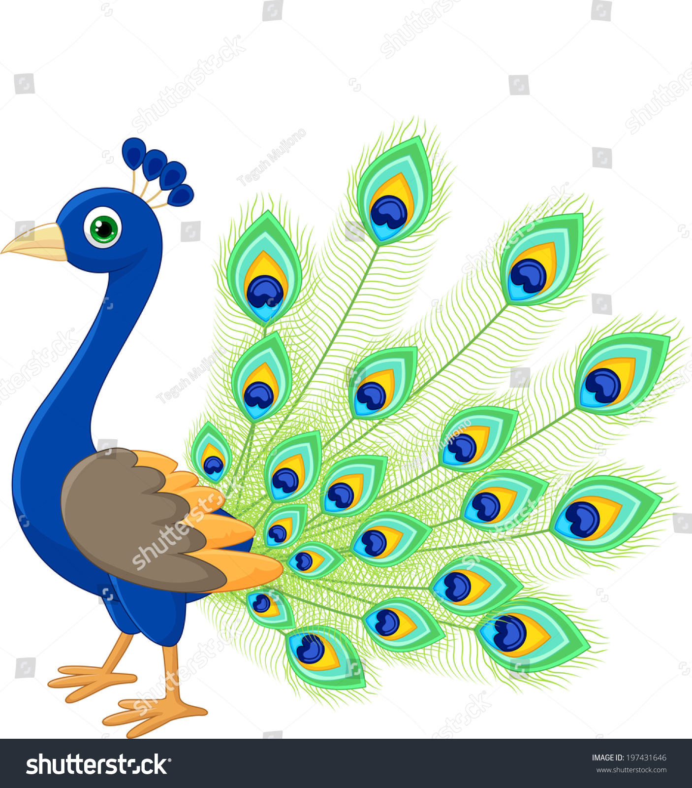 Peacock Cartoon Stock Vector (Royalty Free) 197431646 - Shutterstock