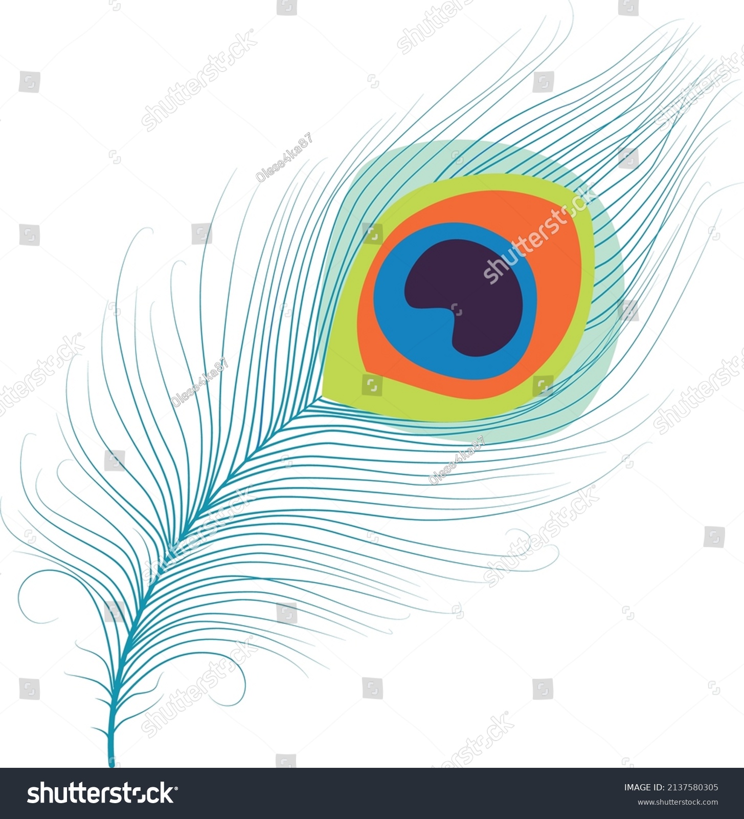 Peacock Feather Vector Image Isolated On Stock Vector (Royalty Free ...