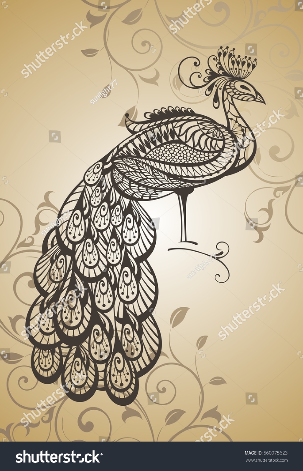 Peacock Vector Background Stock Vector (Royalty Free) 560975623 ...