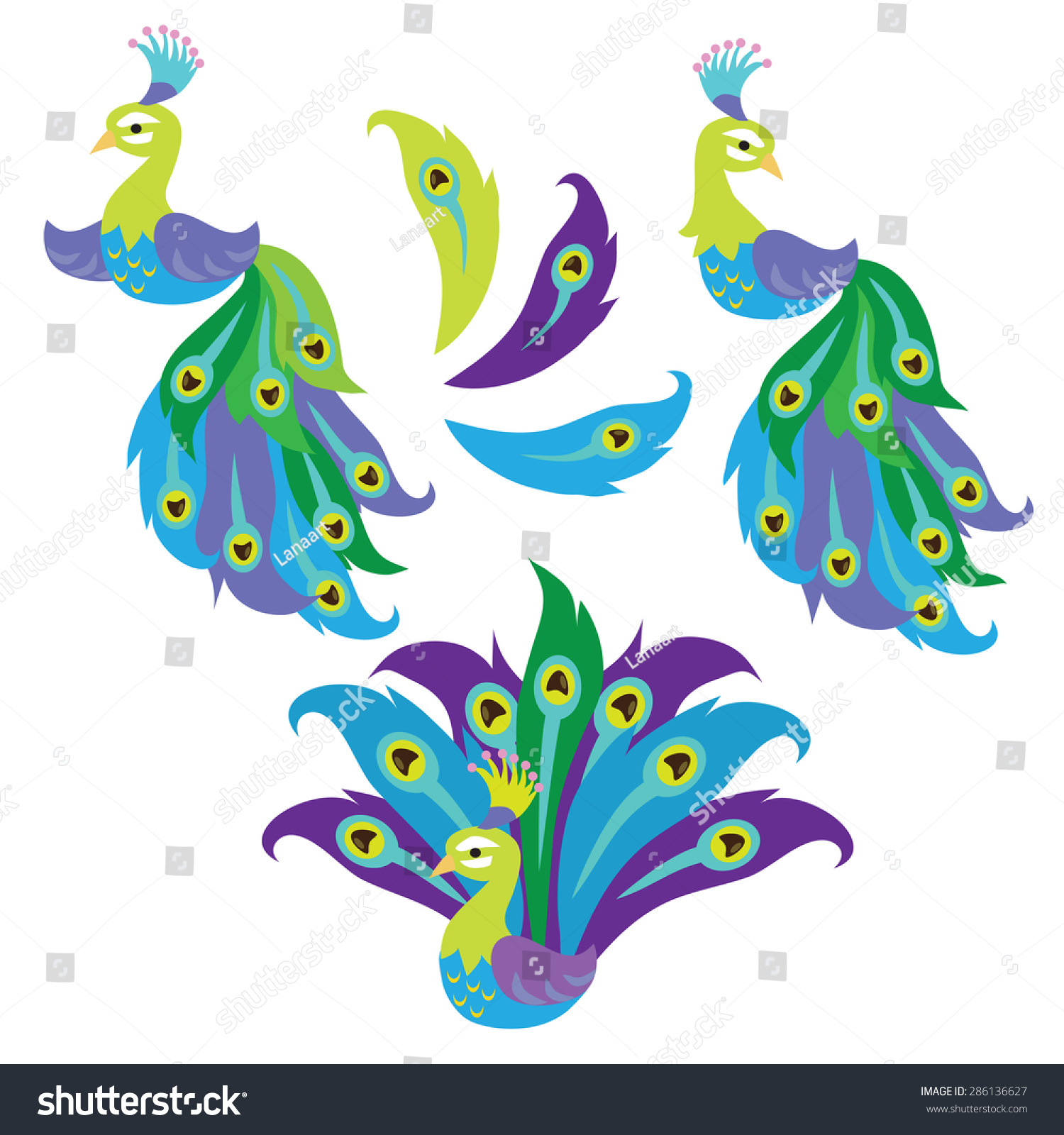 Peacock Vector Illustration 스톡 벡터(로열티 프리) 286136627 | Shutterstock