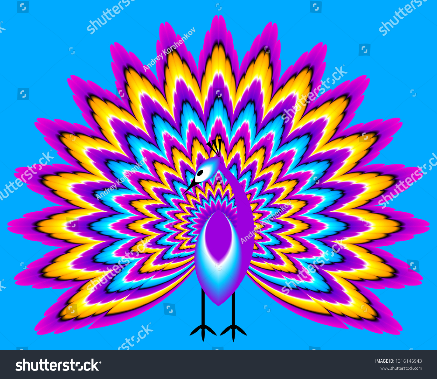 Peacock Colorful Tail Optical Expansion Illusion Stock Vector Royalty Free 1316146943