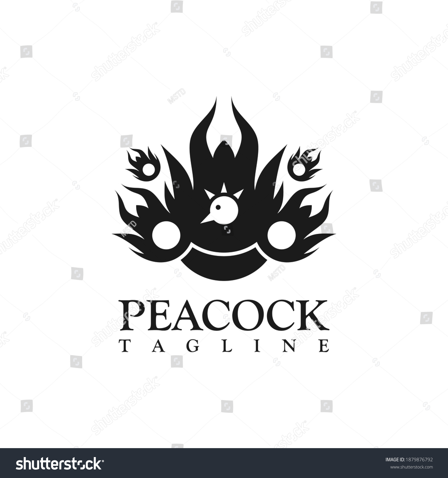 Peacock Fire Concept Design Vector Template Stock Vector (Royalty Free ...