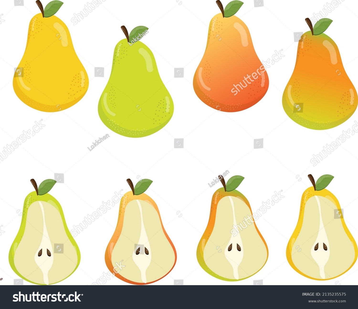 Pear Cute Fruit Clipart Vector Stock Vector (Royalty Free) 2135235575 ...