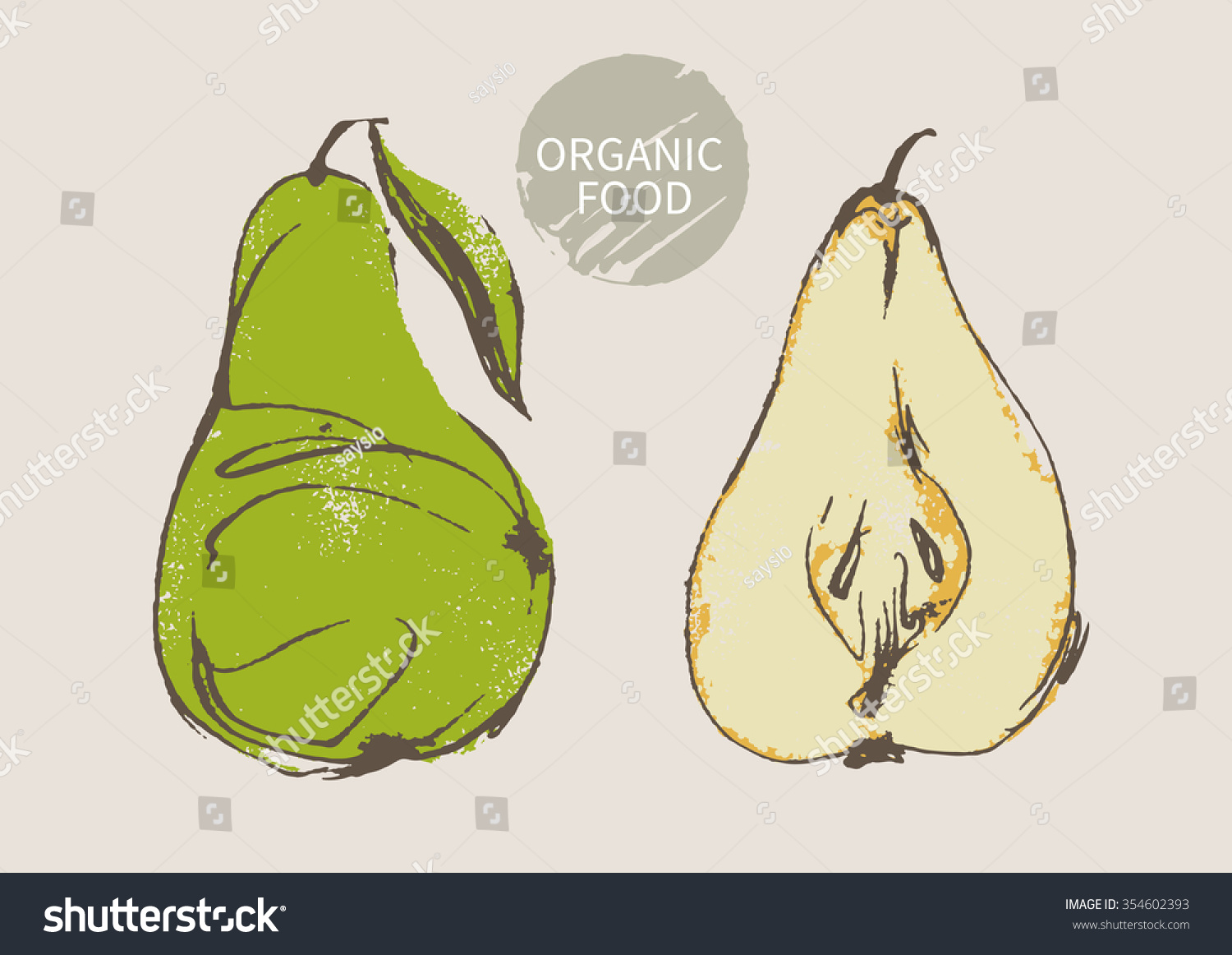 Pear Hand Draw Sketch Vector Stock Vector (Royalty Free) 354602393 ...