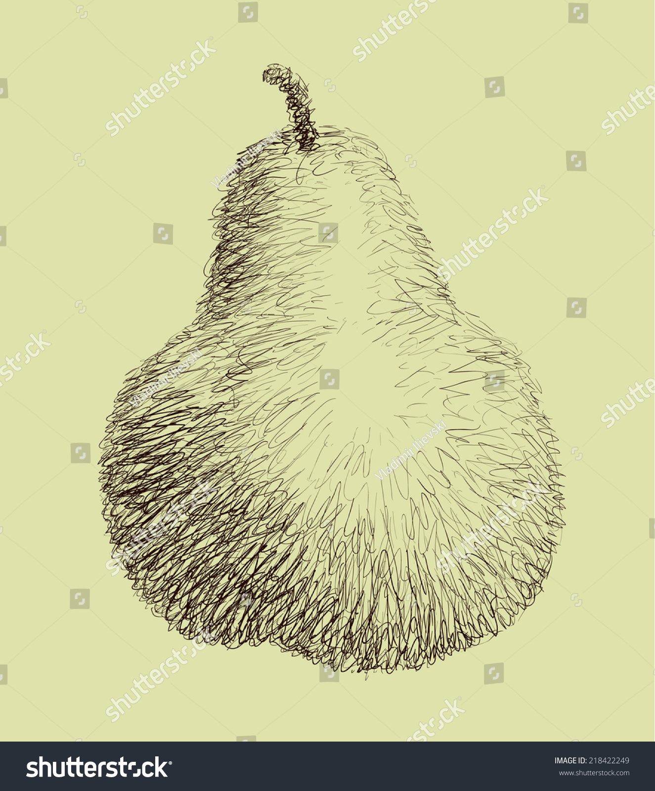 Pear Hand Drawing Sketch Vector Illustration: เวกเตอร์สต็อก (ปลอดค่า ...