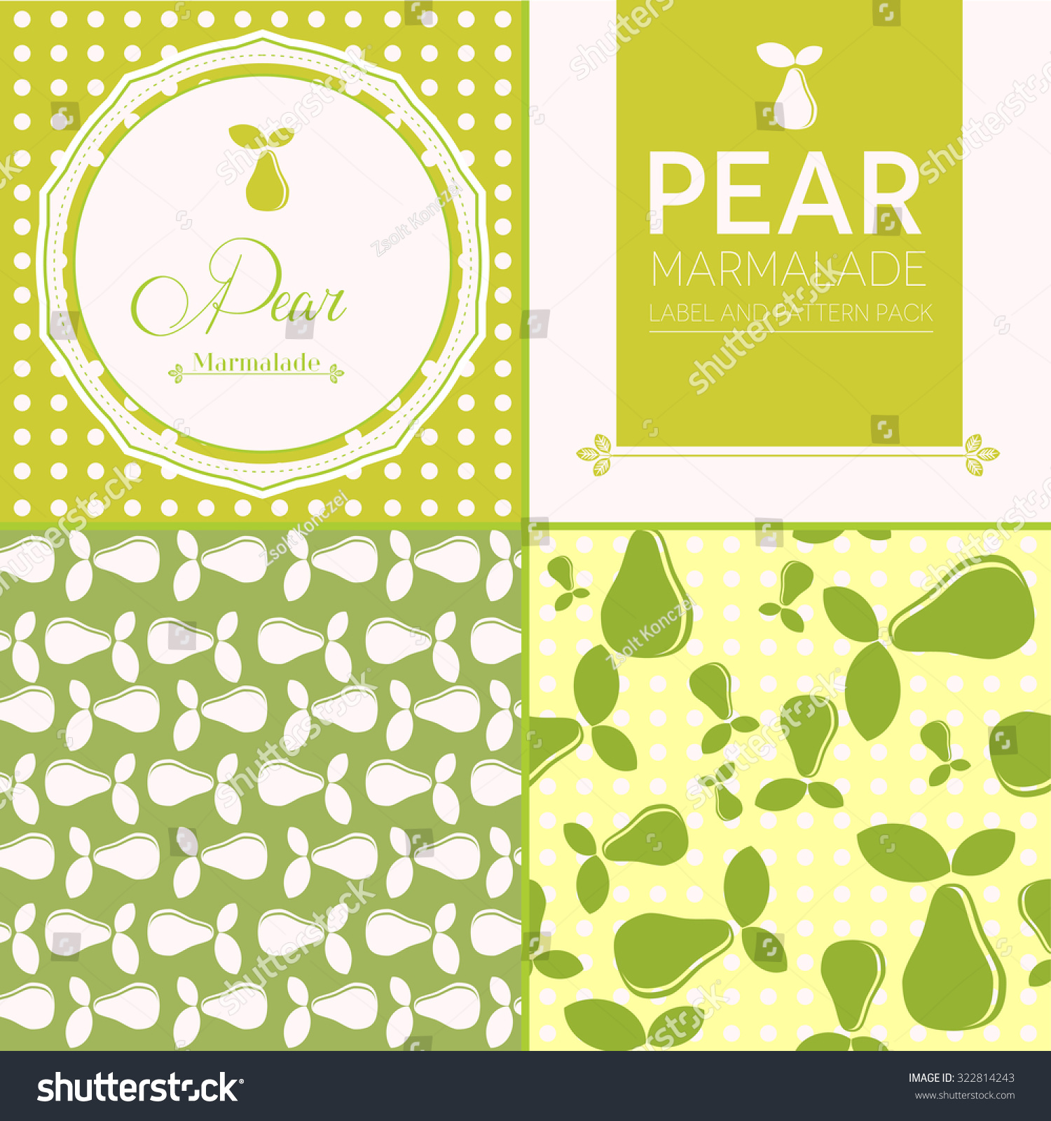 Pear Jam Collection Jam Label Seamless Stock Vector (Royalty Free ...
