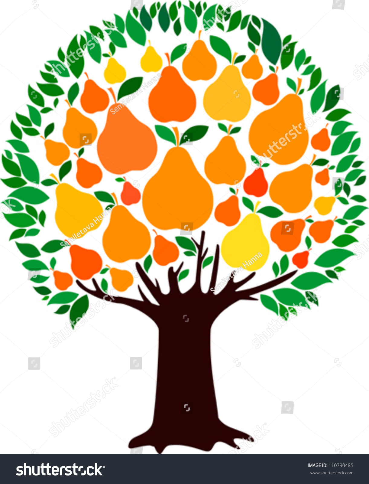 Pear Tree Isolated On White Background Stock Vector (Royalty Free ...