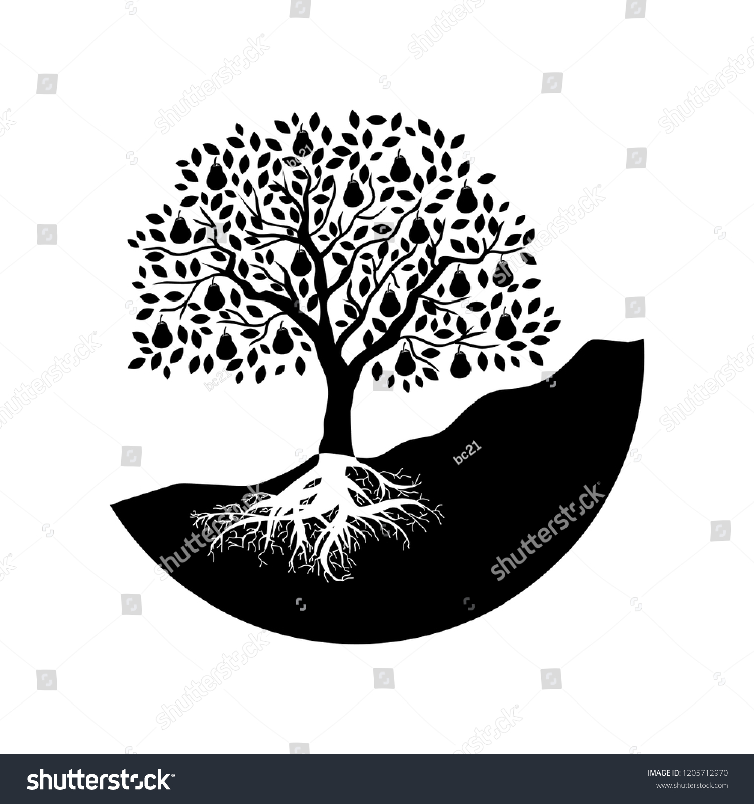 Pear Tree Logo Icon Stock Vector (Royalty Free) 1205712970 | Shutterstock