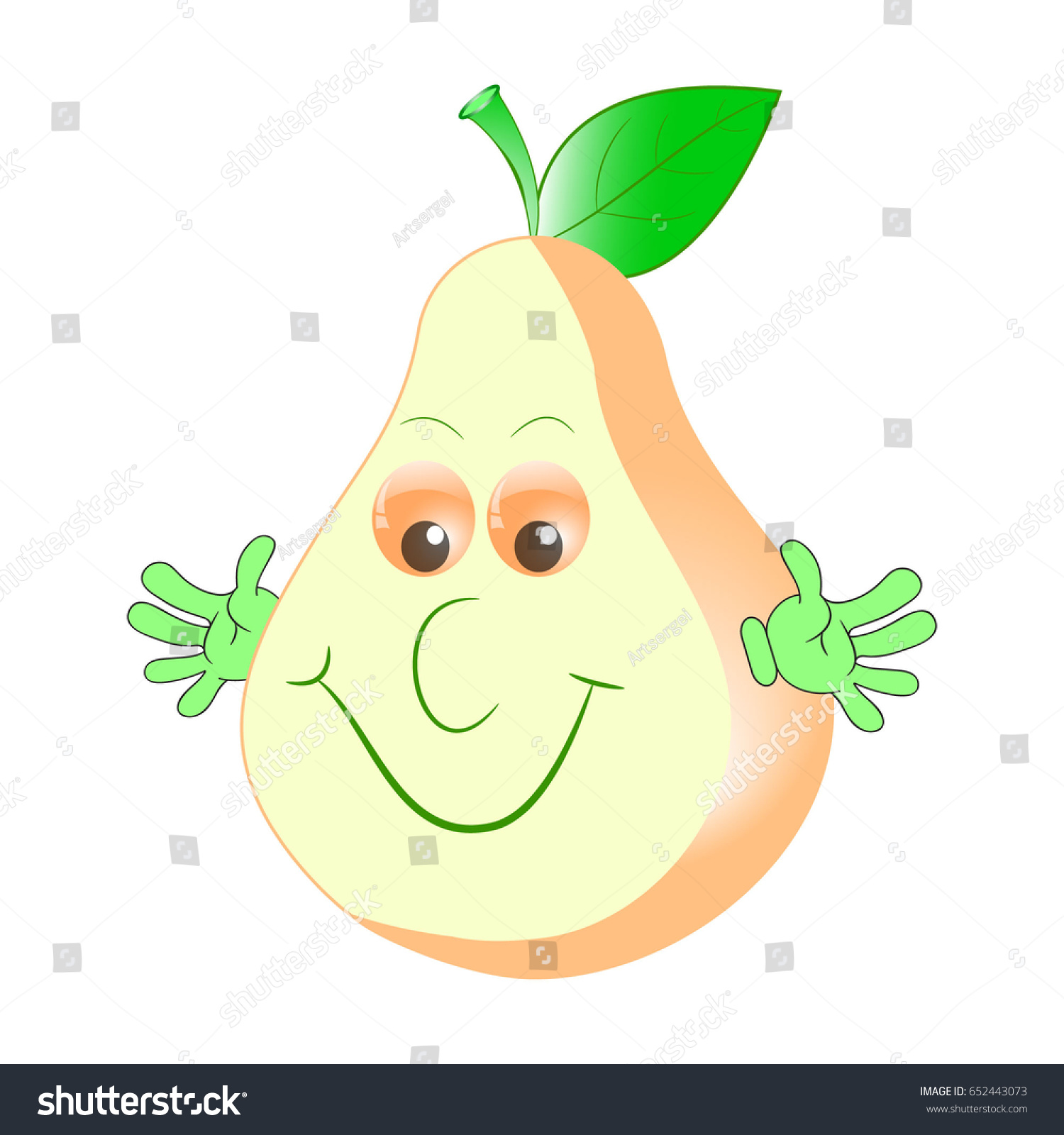 Pear Face Cartoon Vector Illustration: vector de stock (libre de ...