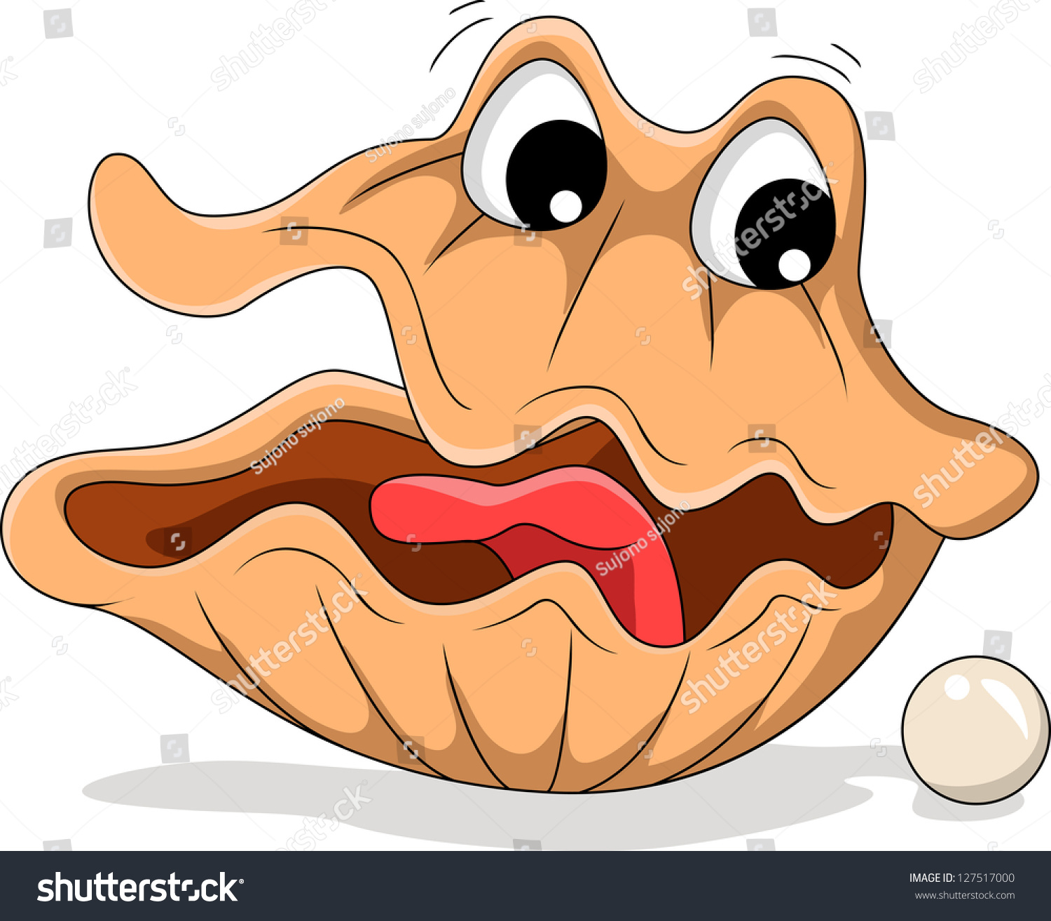 Pearl Shell Shocked Expression Cartoon 스톡 벡터(로열티 프리) 127517000 ...