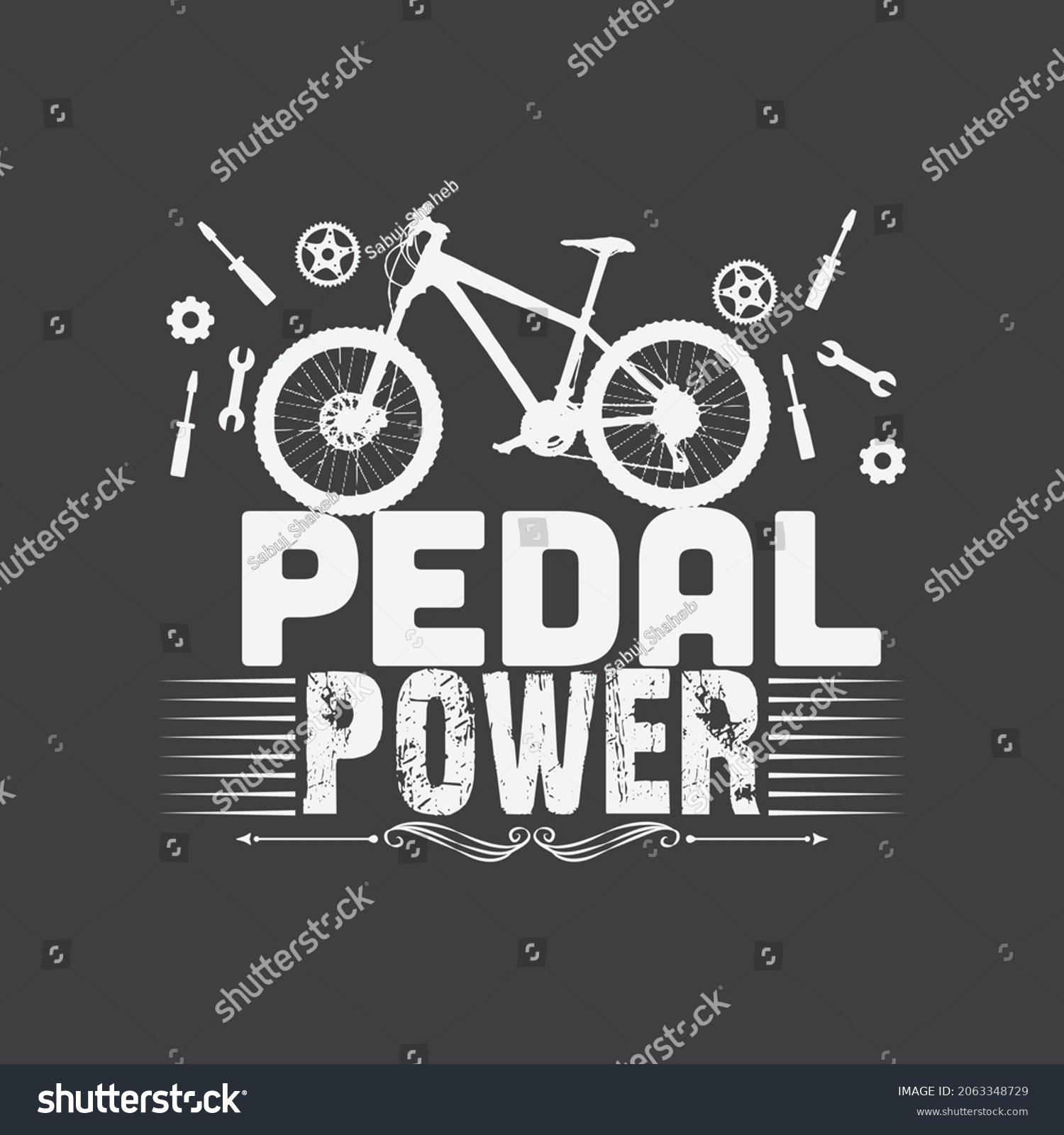 Pedal Power Tee Shirt Design Vector Stock Vector (Royalty Free) 2063348729