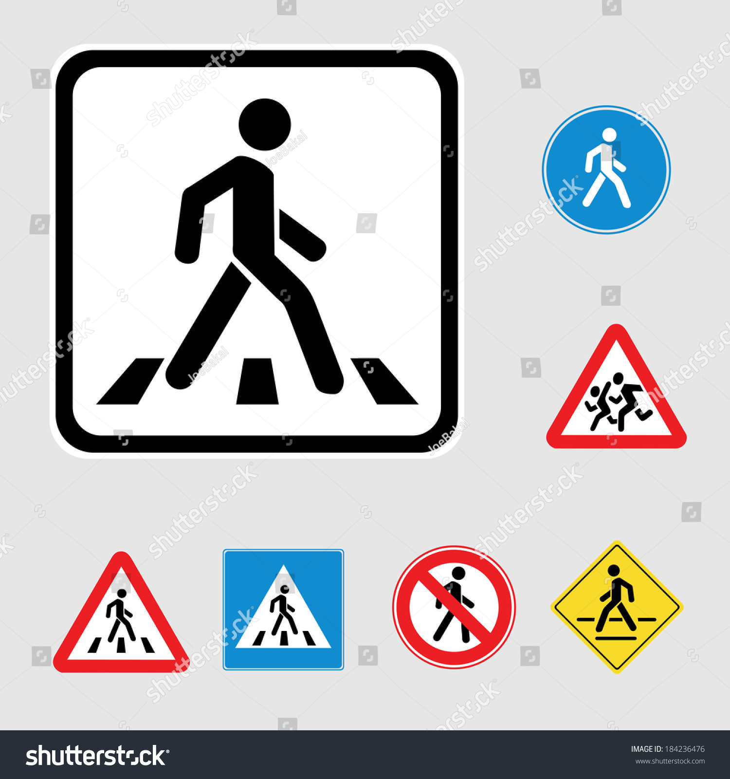 Pedestrian Sign Stock Vector Illustration 184236476 : Shutterstock