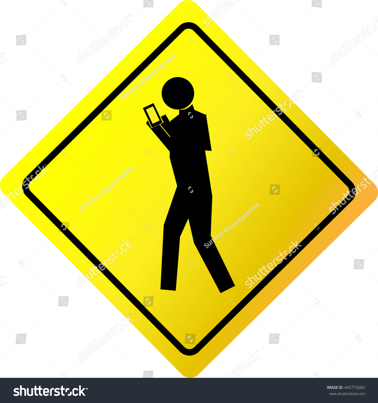 Pedestrian Using Smart Phone Sign Stock Vector (Royalty Free) 445772683 ...