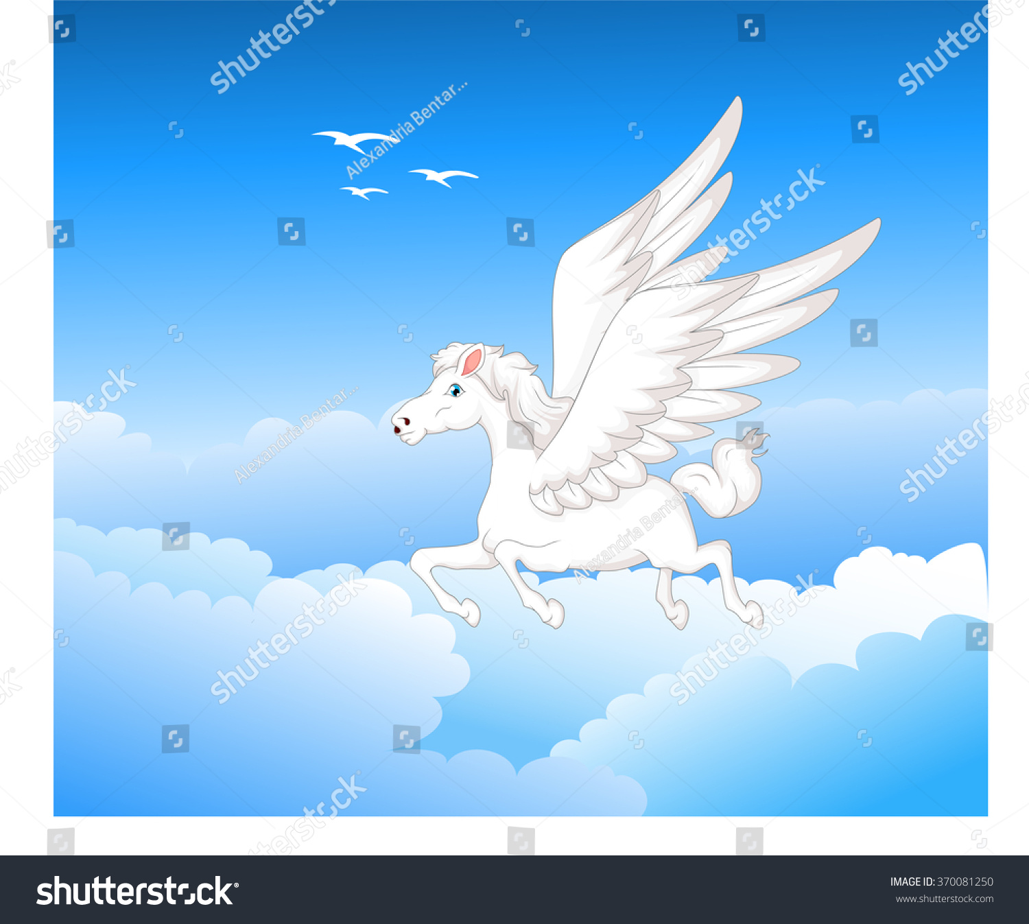 Pegasus Flying Cartoon Stock Vector (Royalty Free) 370081250 | Shutterstock