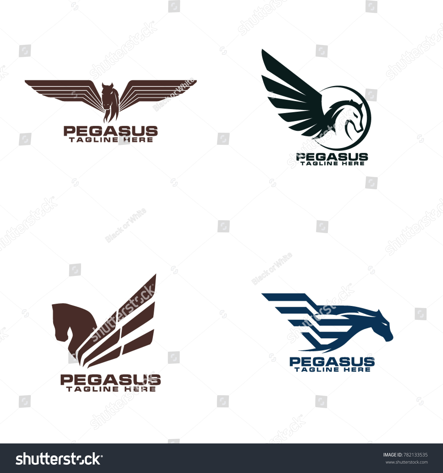 Pegasus Logo Design: vector de stock (libre de regalías) 782133535 | Shutterstock
