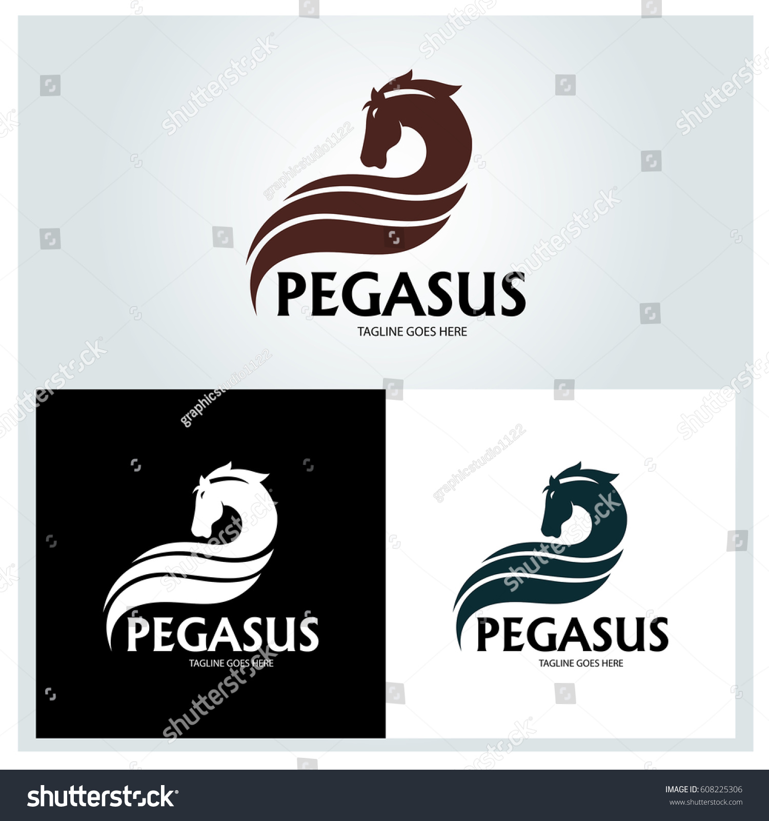 Pegasus Logo Design Template Vector Illustration Stock Vector (Royalty ...