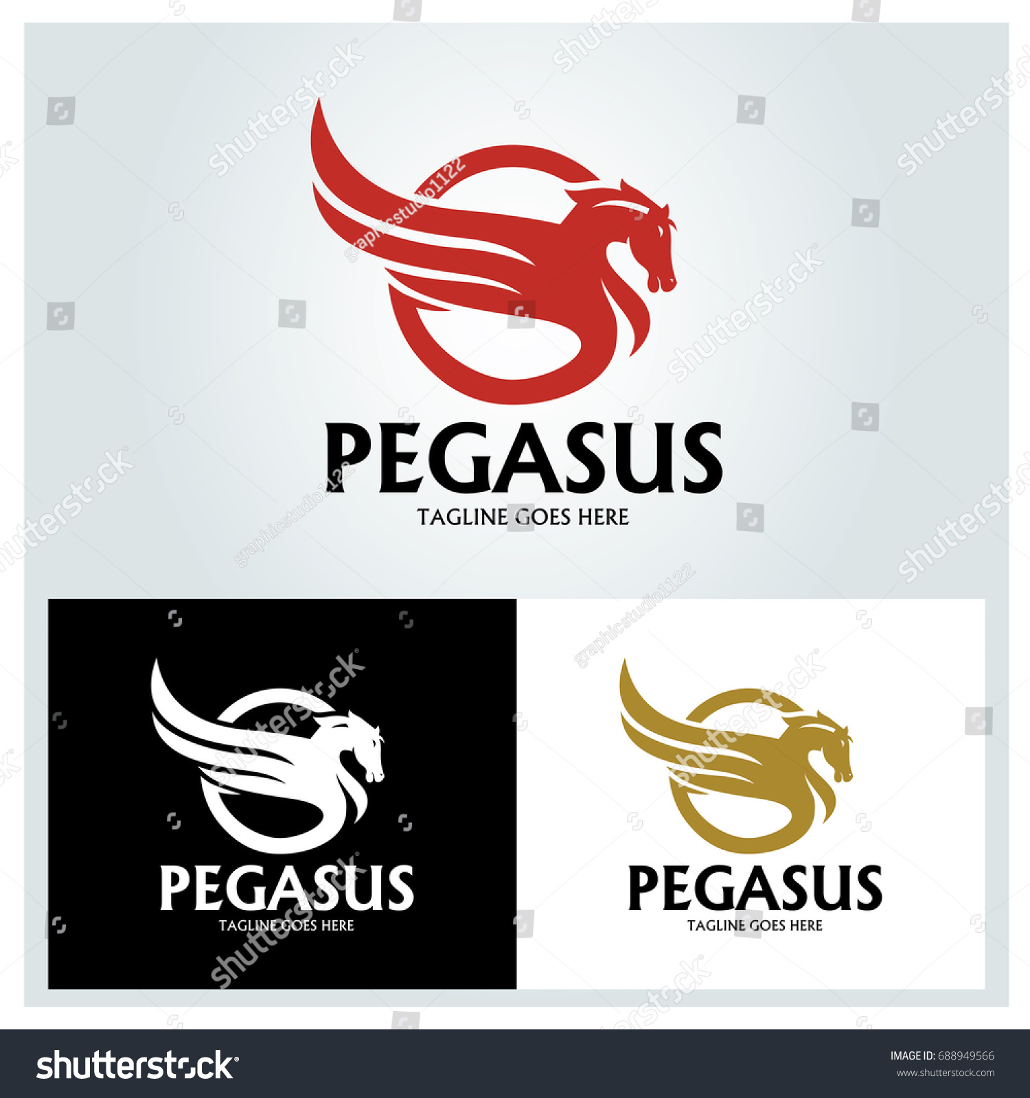 Pegasus Logo Design Template Vector Illustration Stock Vector (Royalty ...