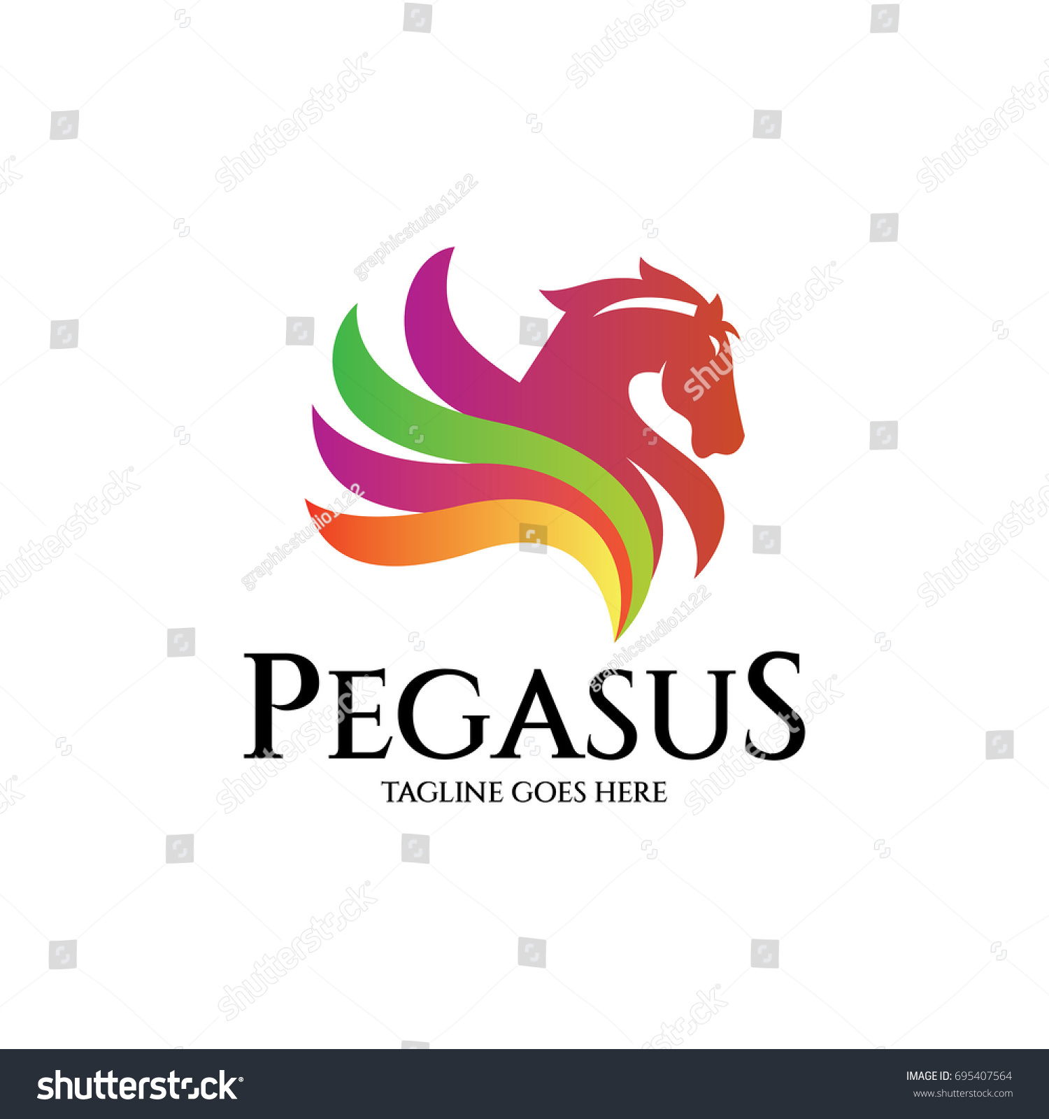 Pegasus Logo Design Template Vector Illustration: เวกเตอร์สต็อก (ปลอด ...