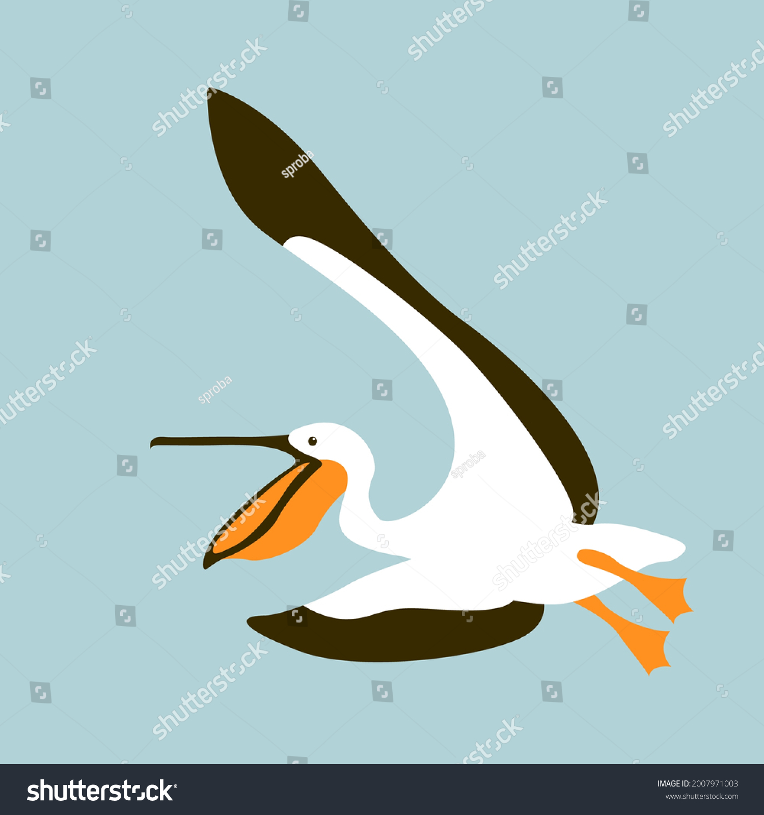 Pelican Vector Illustration Flat Style Side Stock Vector (Royalty Free ...