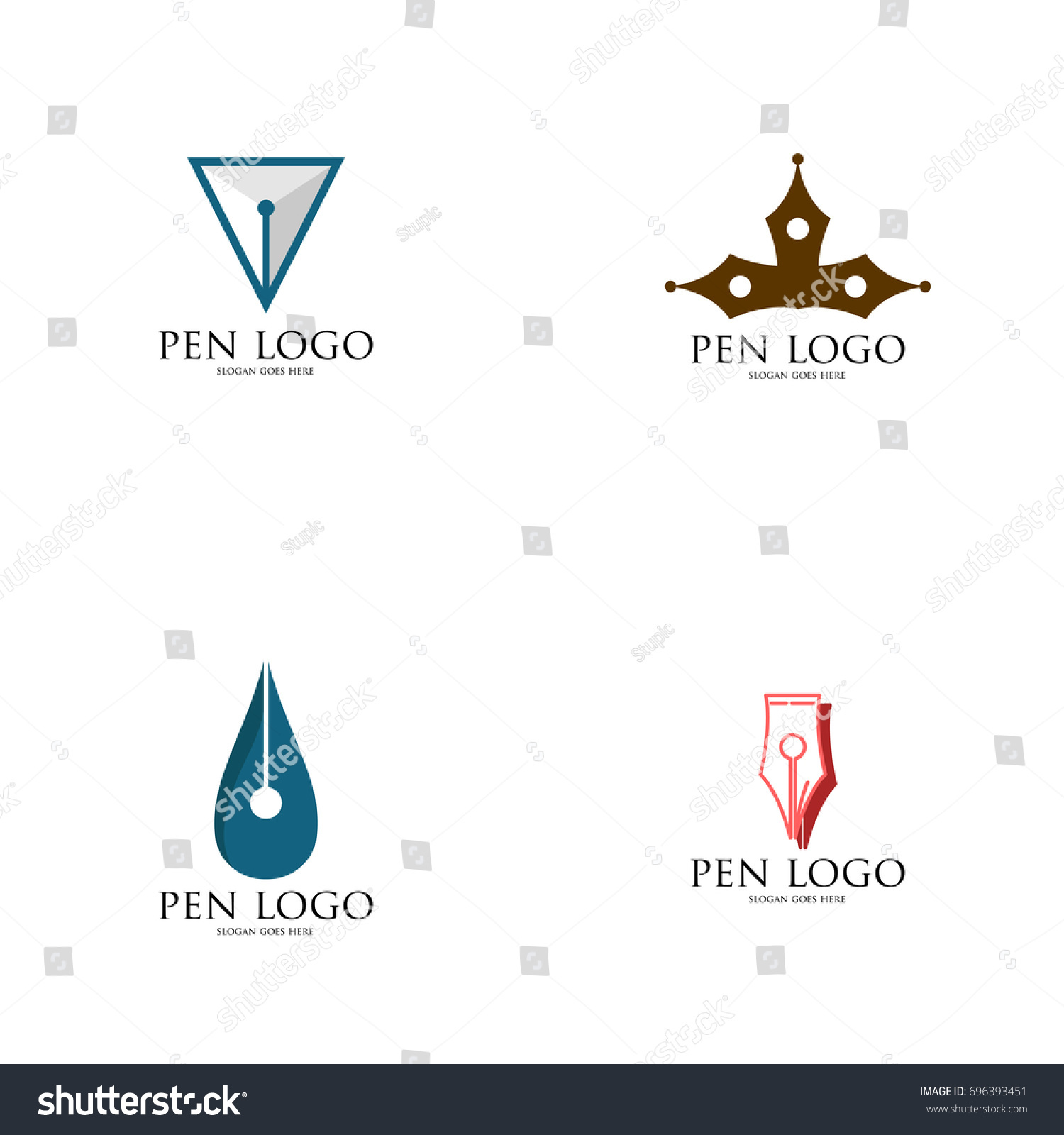 Pen Logo Icon Set Templates Stock Vector (Royalty Free) 696393451 ...