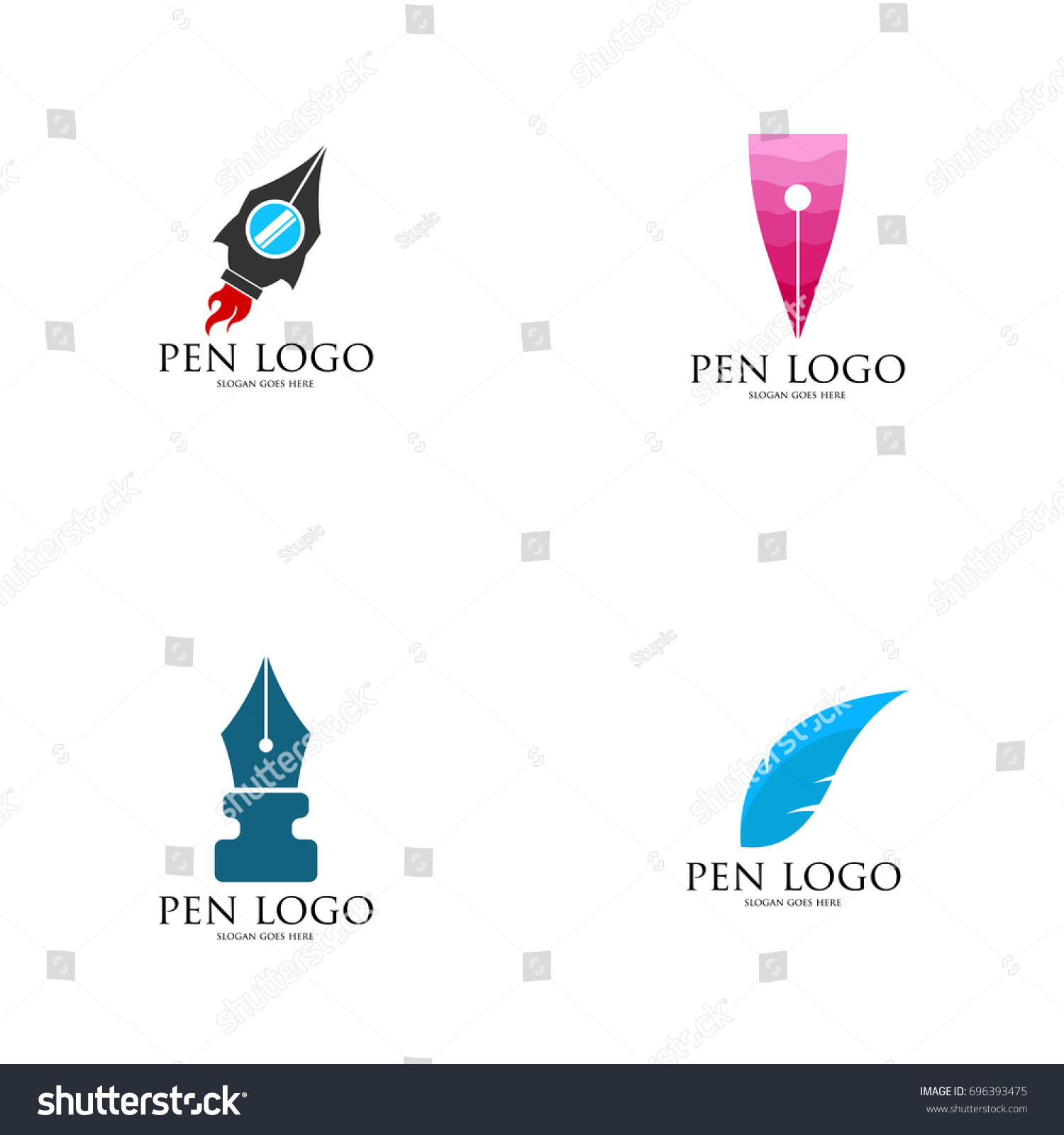 Pen Logo Icon Set Templates Stock Vector (Royalty Free) 696393475